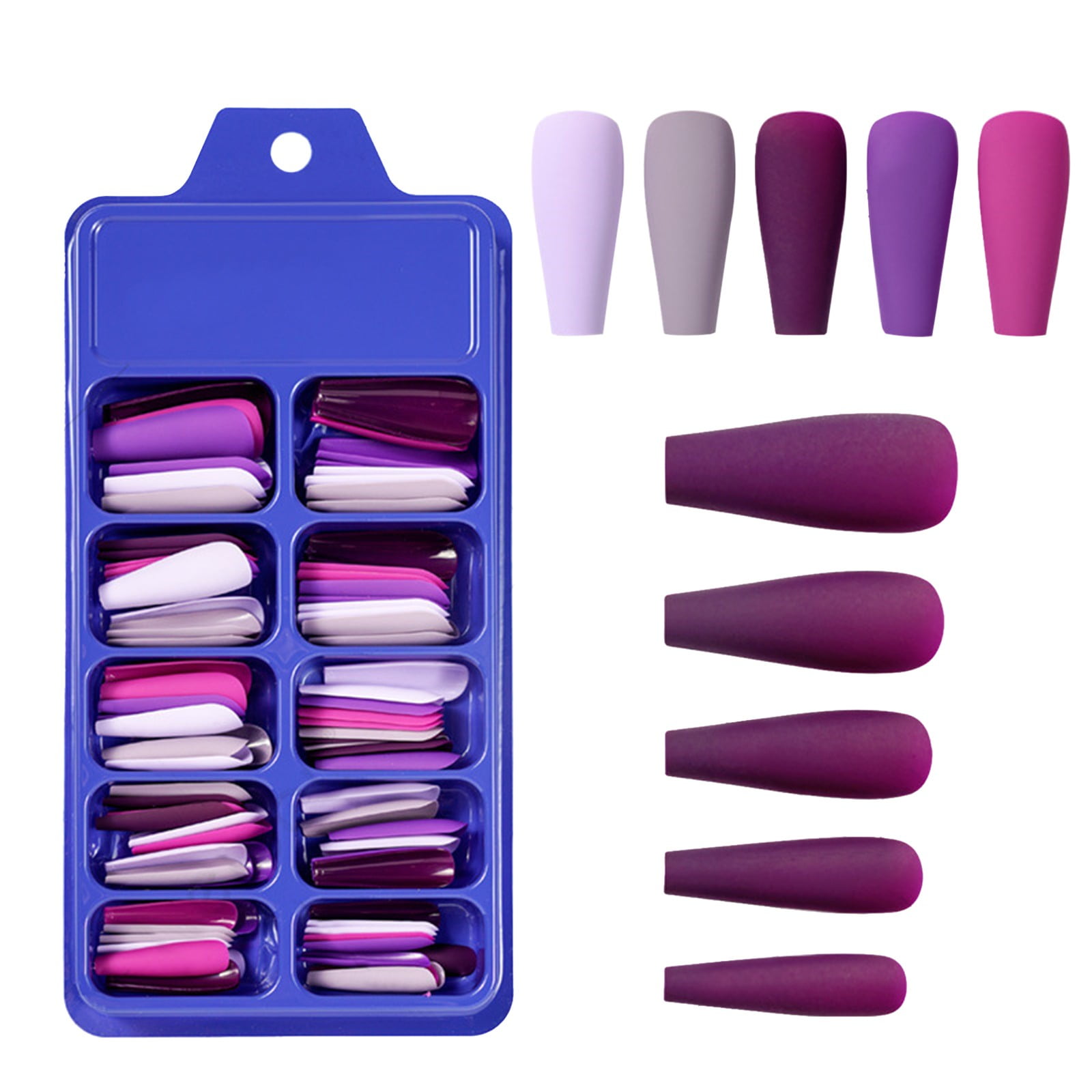 Alinwnia 100Pcs Multicolour Coffin Pressing on Nails Long Ballerina ...