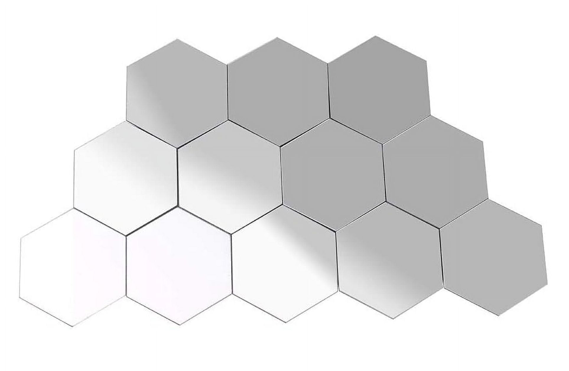 Alinwnia 12Pcs Removable Acrylic Wall Decals Sliver Hexagon Non Glass ...