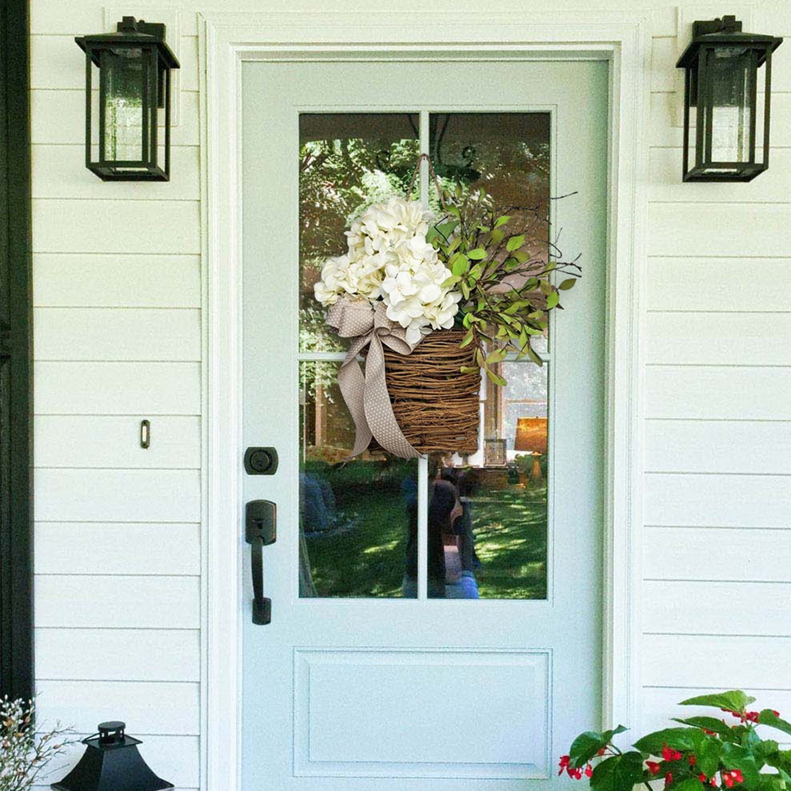 Alinwnia 1Pc Hydrangea Door Hanger Baskets Wreath,Wild-flowers Door ...
