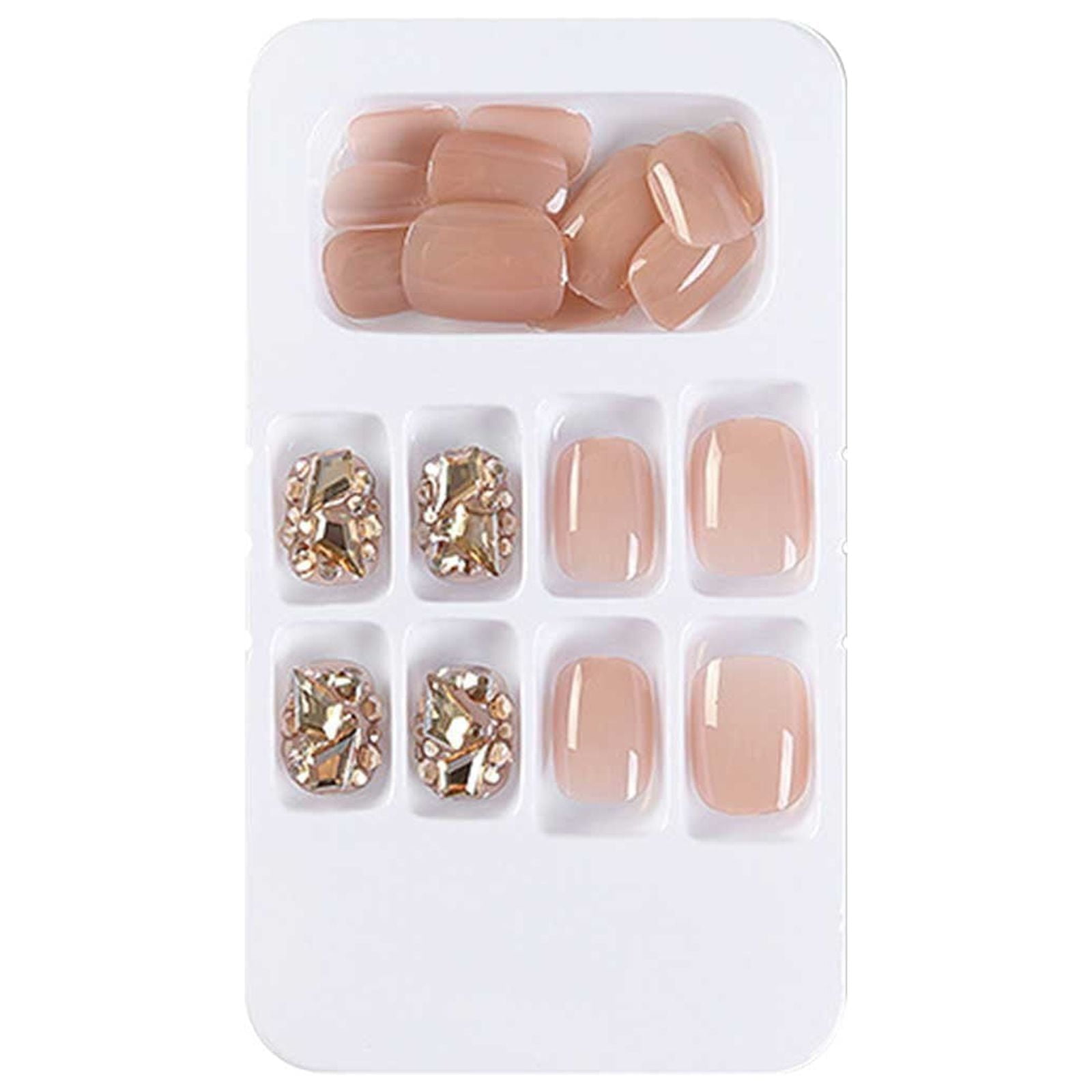 Alinwnia 24Pcs Pressing on Nails Short False Nails Round Pressing on ...
