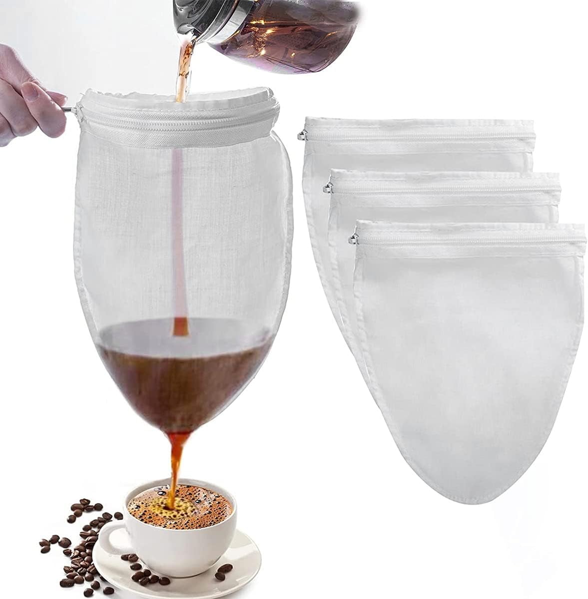 Alinwnia 3 Pack Ultra Fine Mesh Strainer Bags with Zipper and Stainless ...