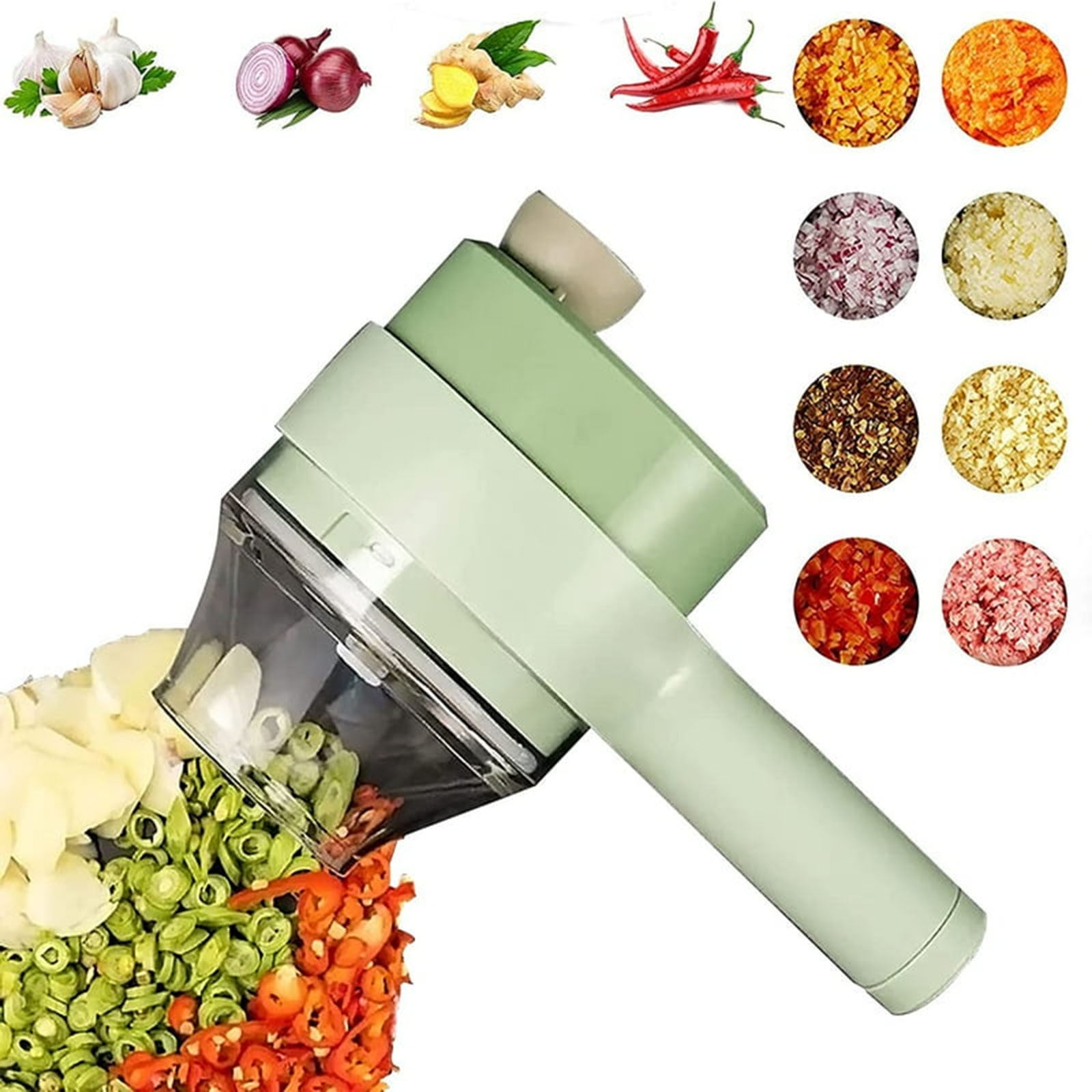 Alinwnia 4 In 1 Electric Vegetable Cutter Set,Vegetable Chopper,Garlic ...