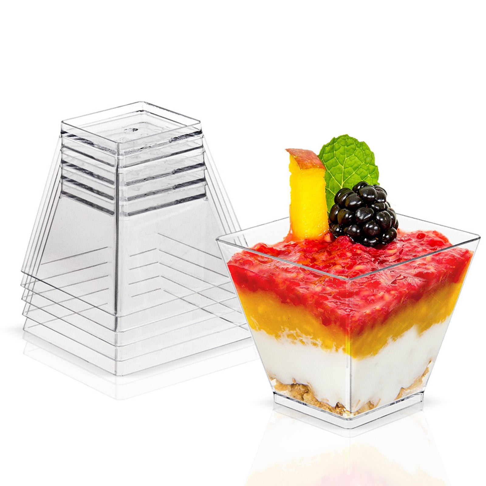 Alinwnia 50 Hard PC Dessert Cups,Dessert Pots (Trapezoid,60ML ...