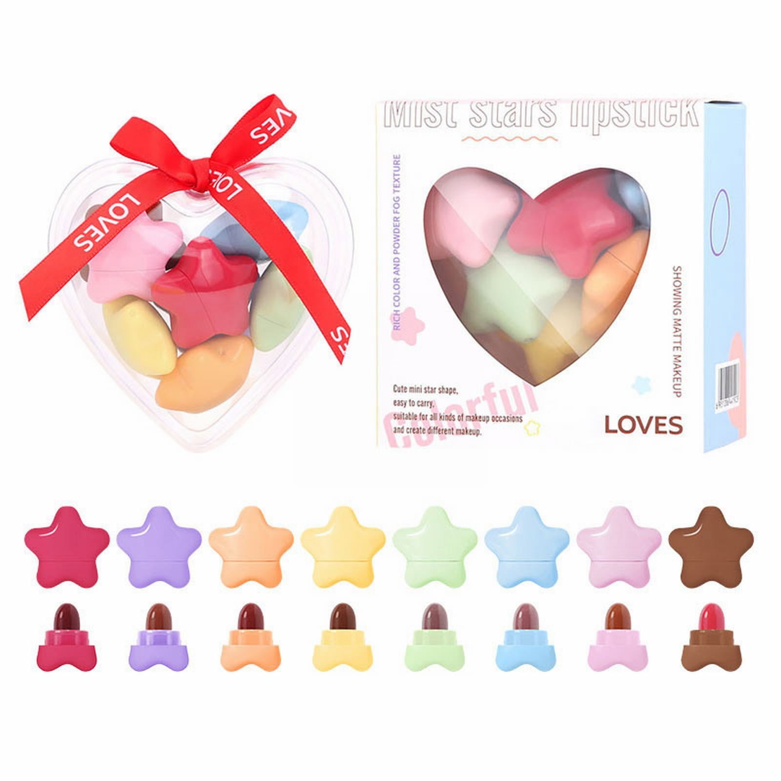 Alinwnia 8 Colors Mini Low Gloss Color Star Lipstick set, Mini Long ...
