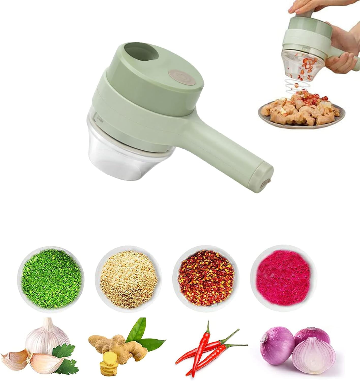 Alinwnia Electric Vegetable Cutter Set 4 in 1 Portable,Rechargeable ...