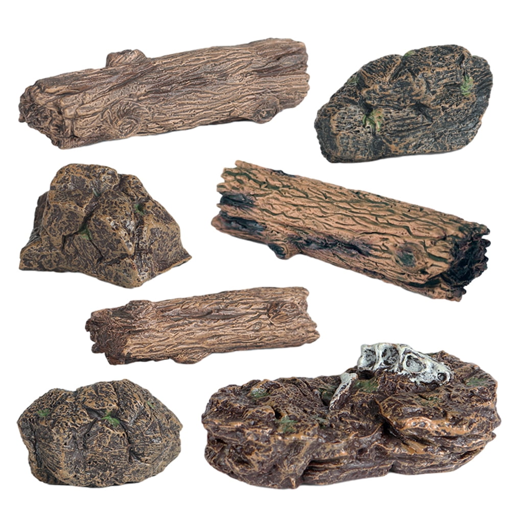 Alipis 7pcs Artificial Tree Stump Fake Stone Model Mini Tree Stump ...