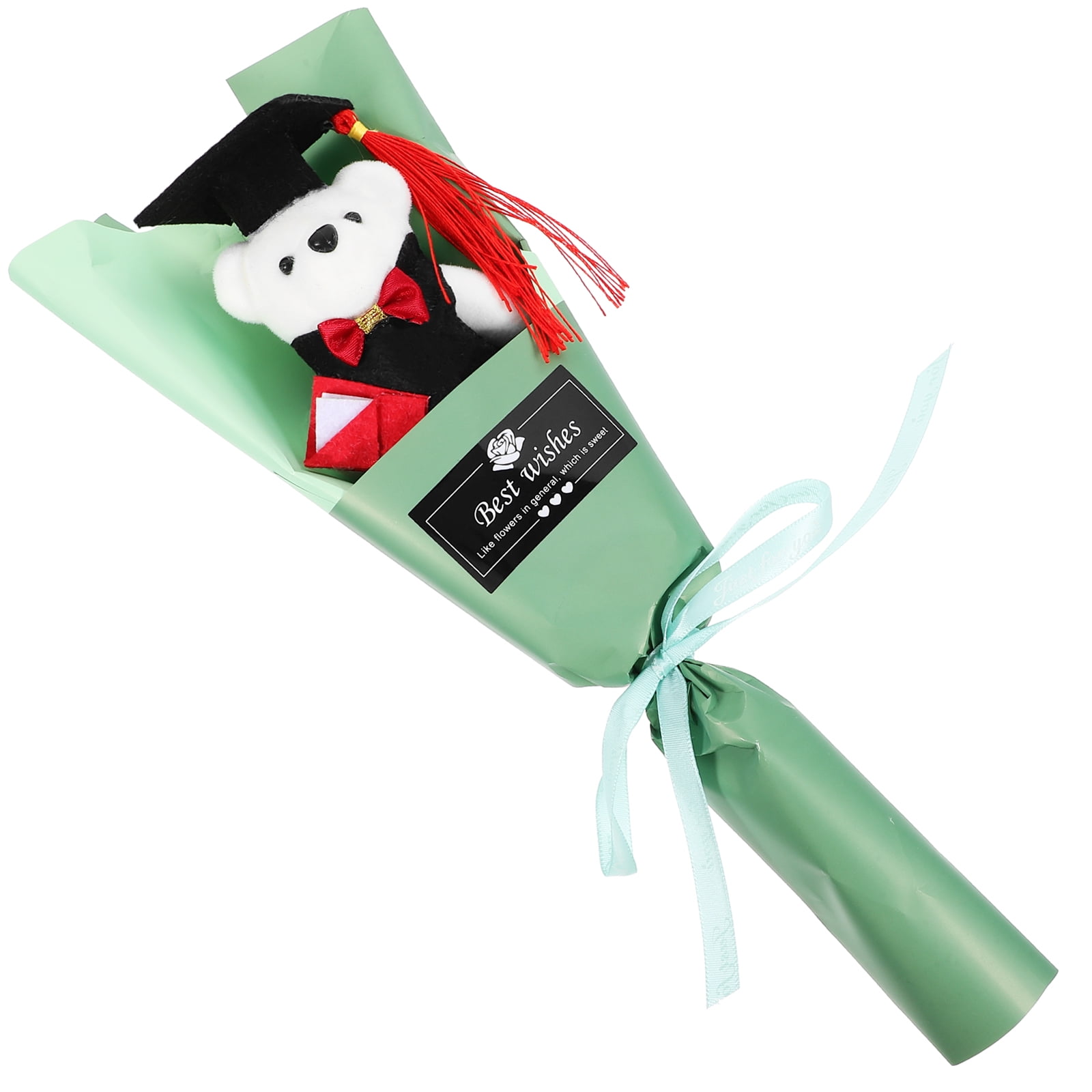 Alipis Graduation Artificial Flower Bouquet Mini Plush Graduation Bear ...