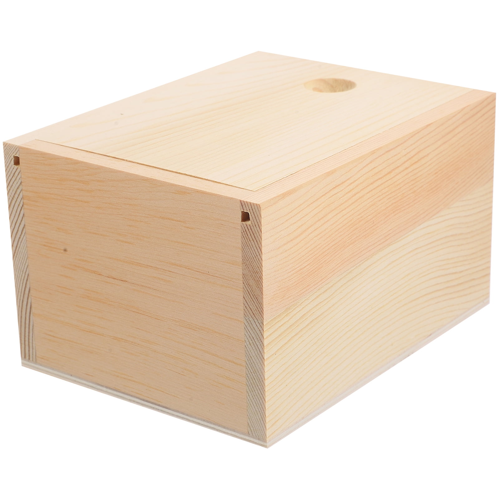 Alipis Wood Storage Box with Slide Lid Wooden Box Wood Box with Sliding ...