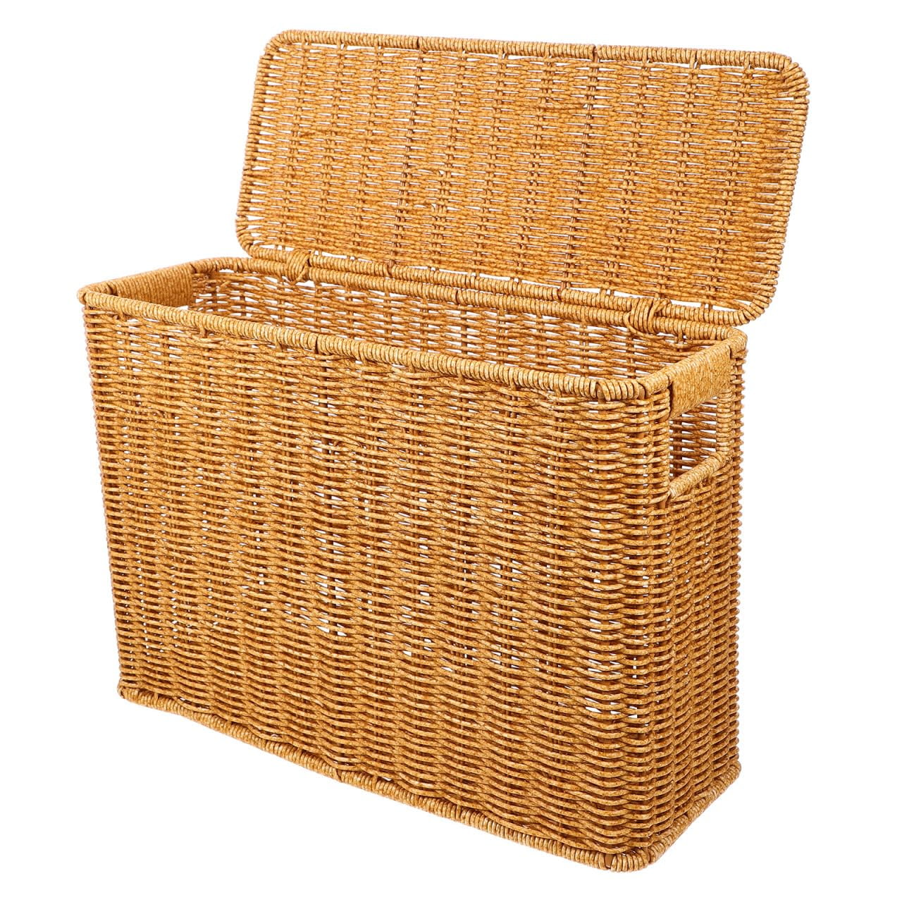Alipis Woven Magazine Basket Natural Wicker Magazine Rack Rectangular ...
