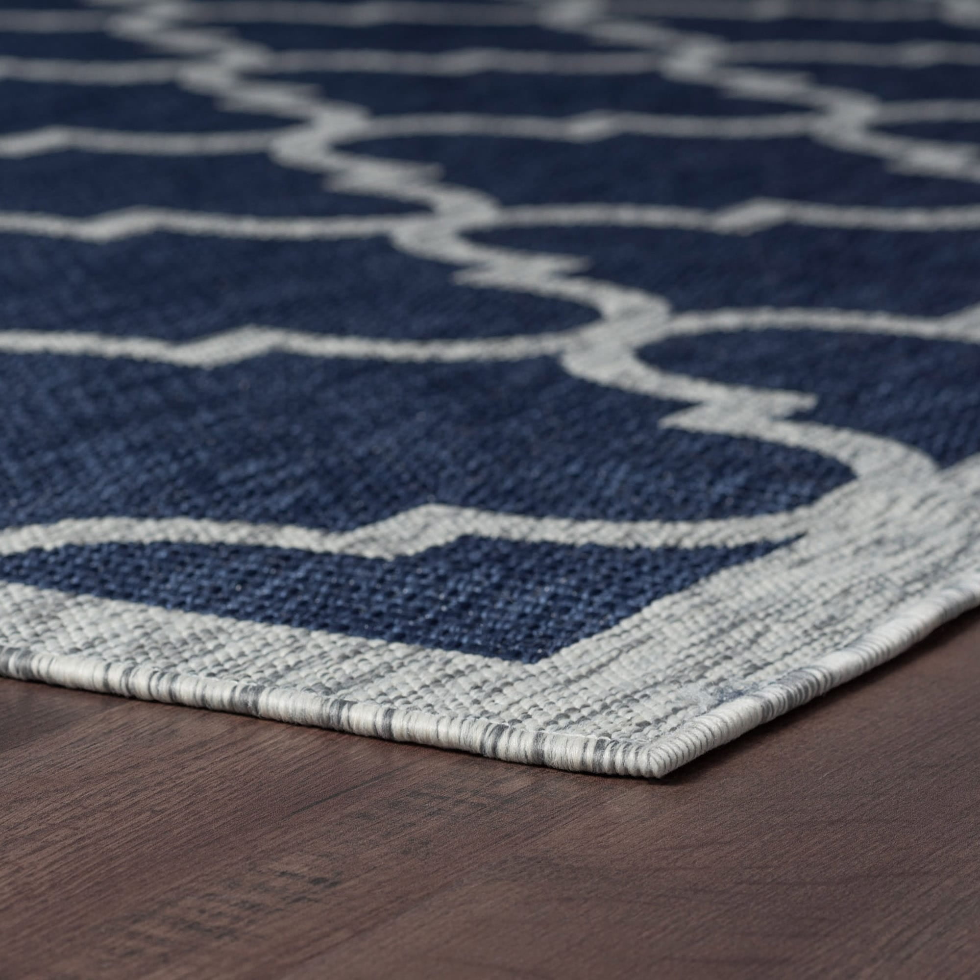 Alise Rugs Colonnade Global Trellis Indoor/Outdoor Area Rug Navy 5'3 ...