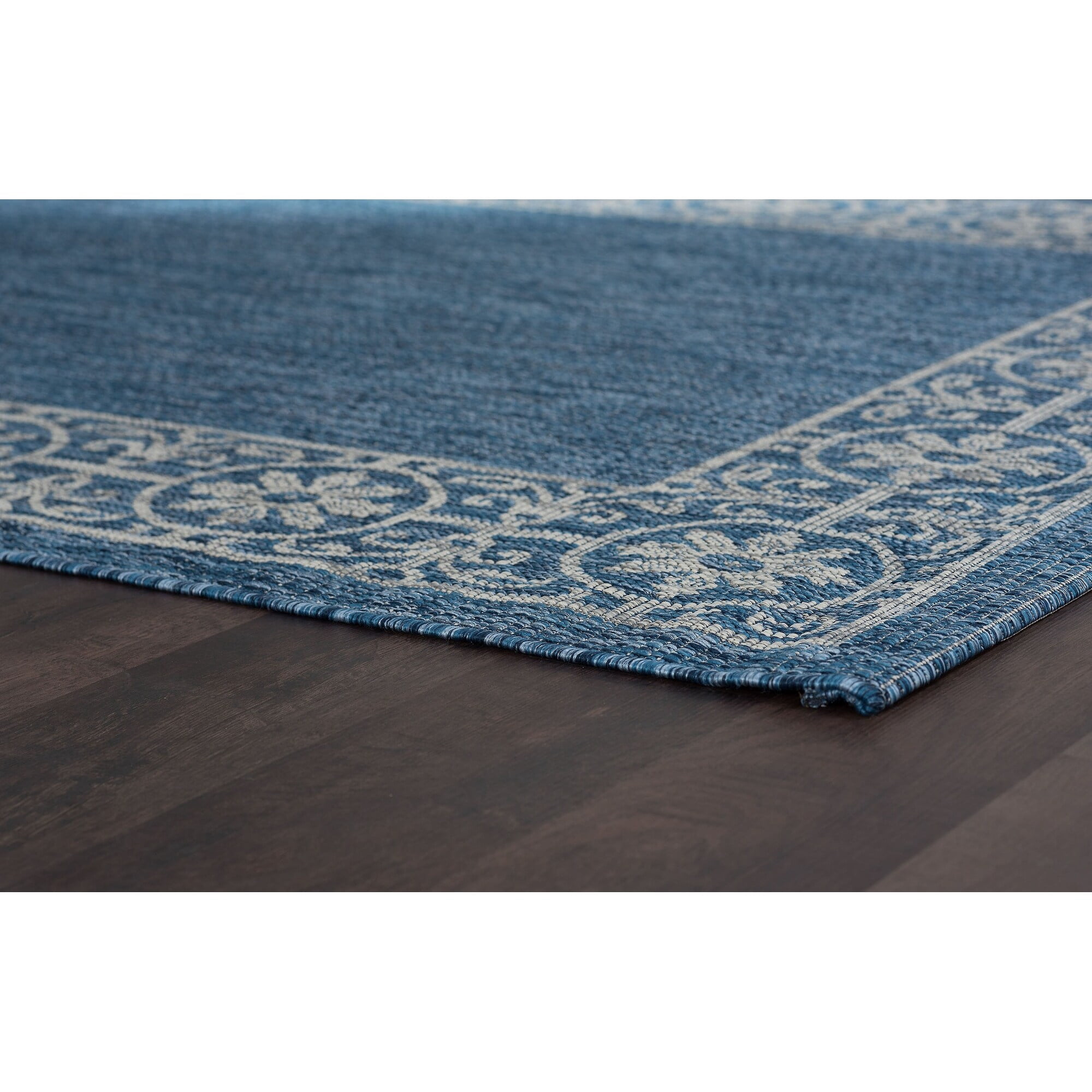 Alise Rugs Colonnade Traditional Border Indoor/Outdoor Area Rug Indigo ...