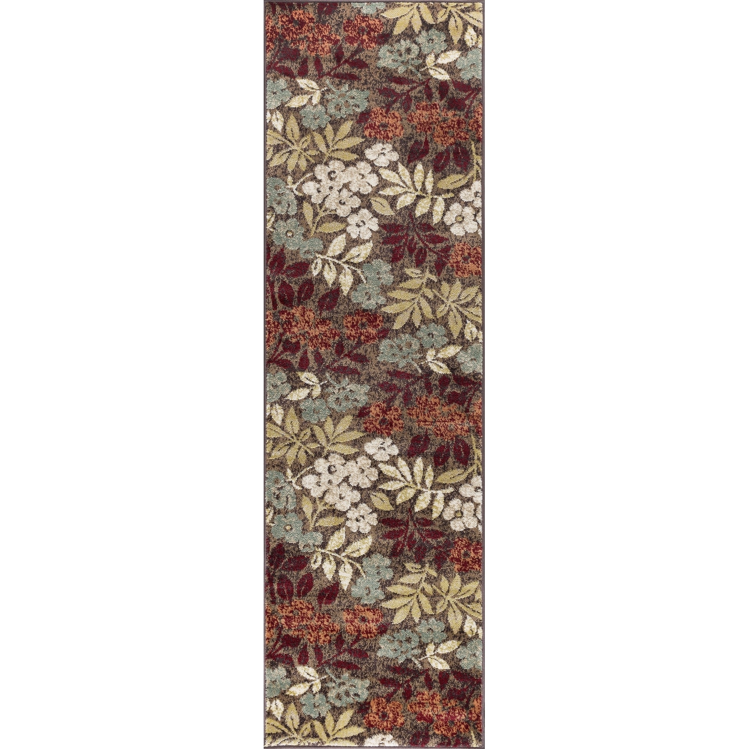 Alise Rugs Decora Shabby Chic Floral Indoor Area Rug Brown 2'3'' x 10 ...
