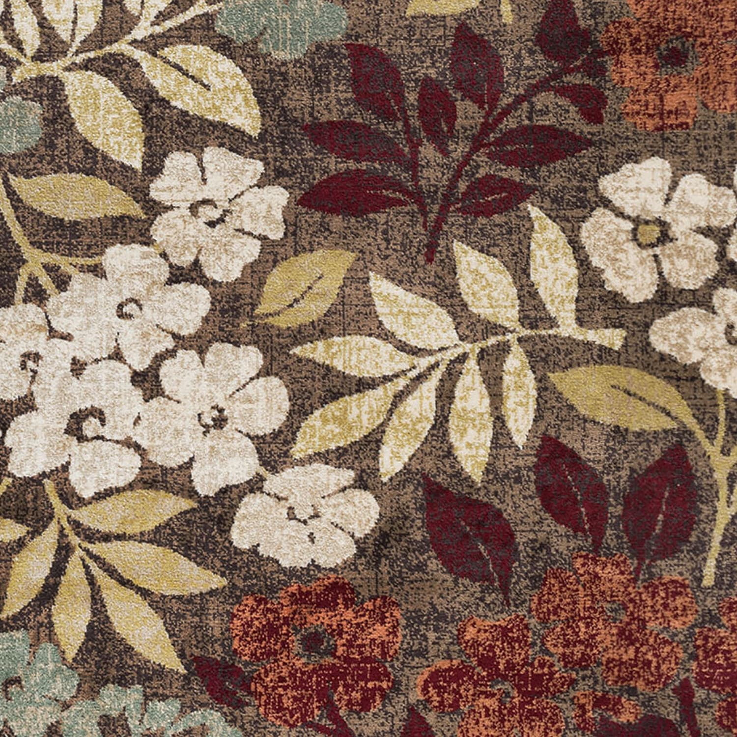 Alise Rugs Decora Shabby Chic Floral Indoor Area Rug Brown 5'3'' x 7'3 ...