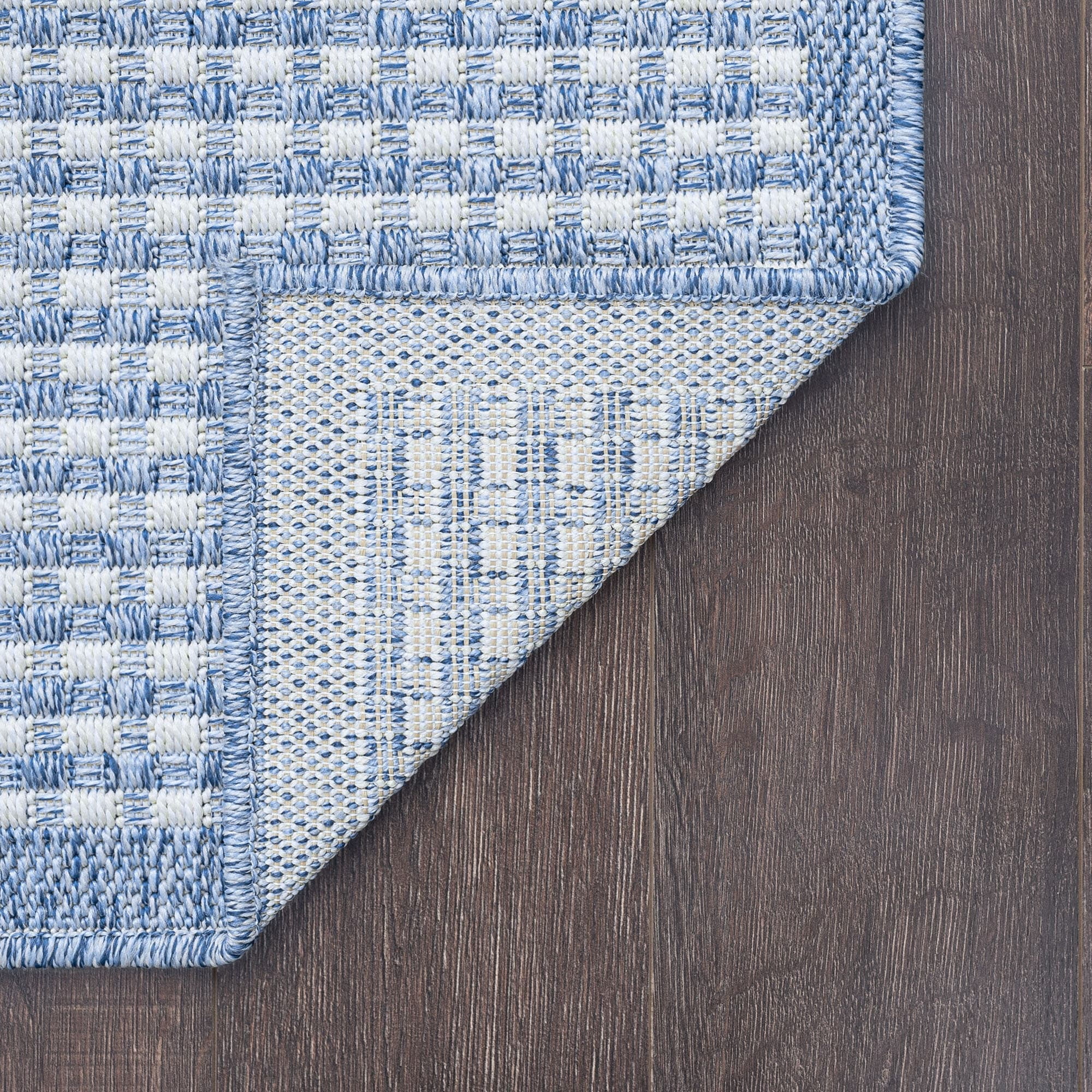 Alise Rugs Dennis Coastal Windowpane Indoor/Outdoor Area Rug Blue/Cream ...