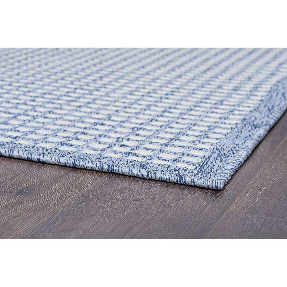 Alise Rugs Dennis Coastal Windowpane Indoor/Outdoor Area Rug Blue/Cream ...