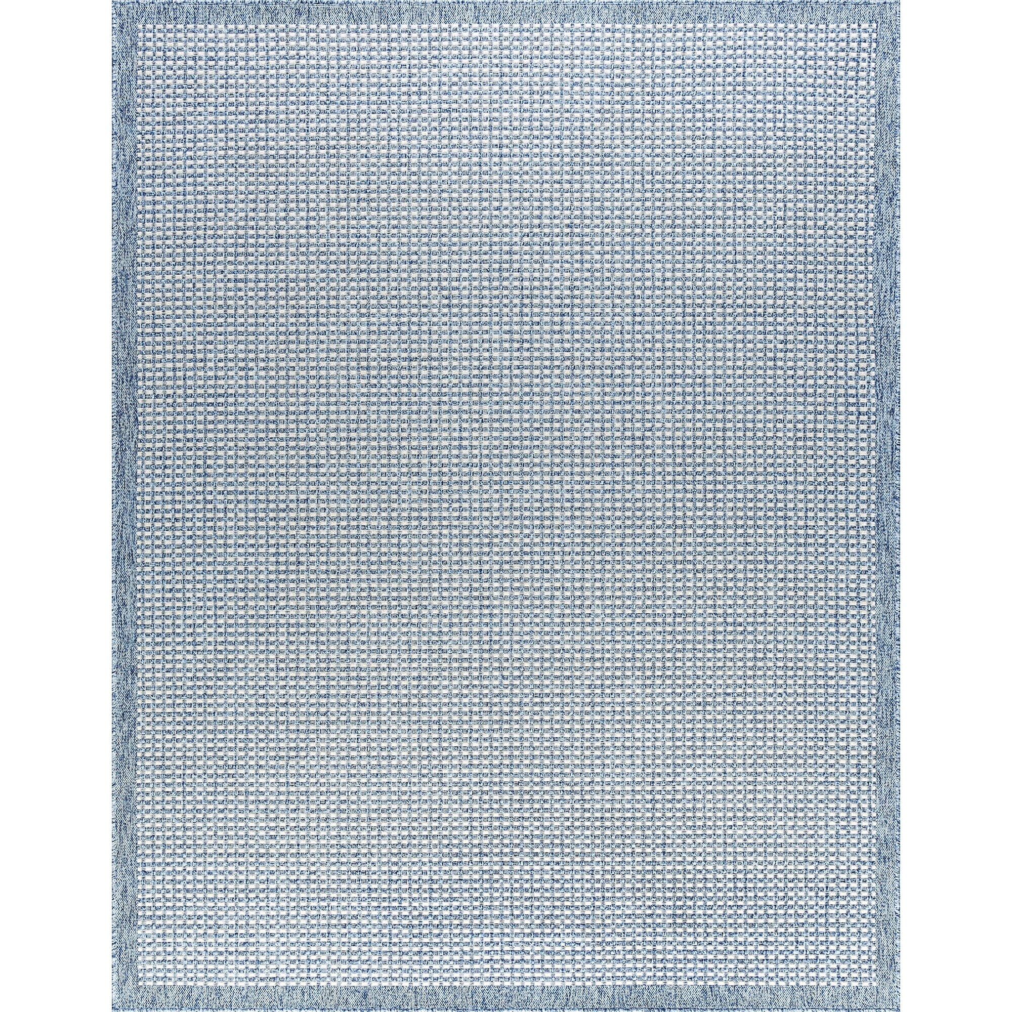 Alise Rugs Dennis Coastal Windowpane Indoor/Outdoor Area Rug Blue/Cream ...