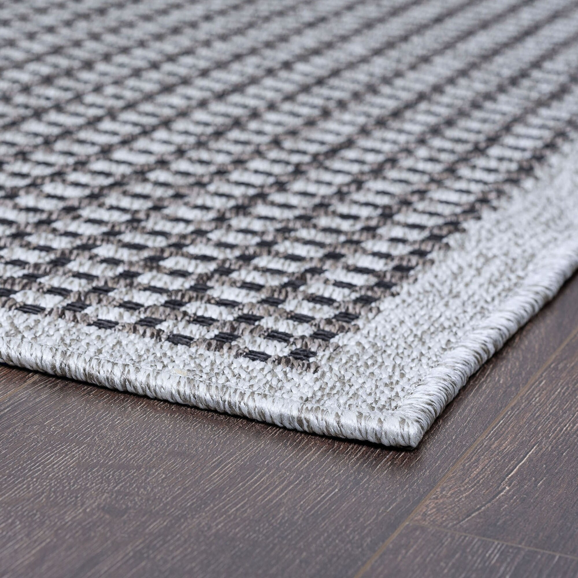 Alise Rugs Dennis Coastal Windowpane Indoor/Outdoor Area Rug Light Gray ...