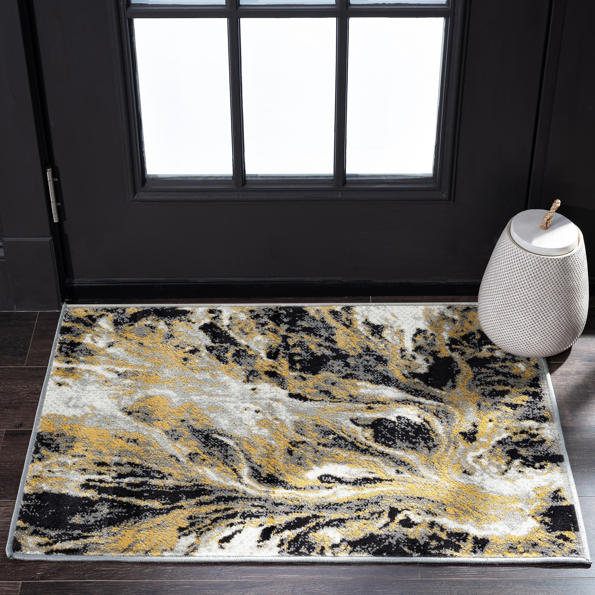 Alise Rugs Eternal Industrial Abstract Indoor Area Rug Yellow/Cream 2 ...