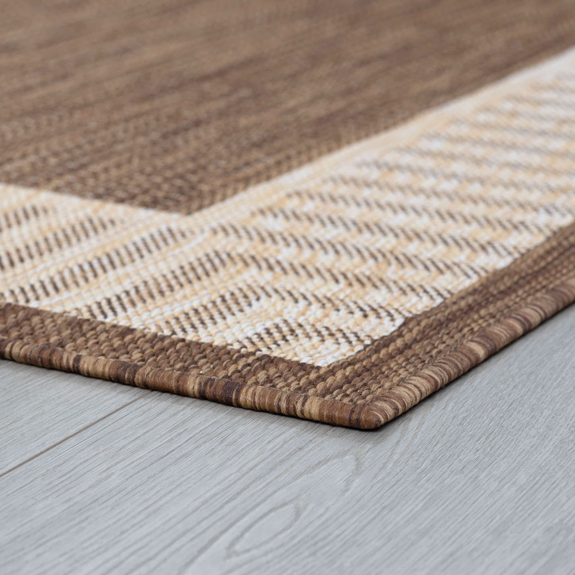 Alise Rugs Exo Coastal Striped Border Indoor/ Outdoor Area Rug Gold ...