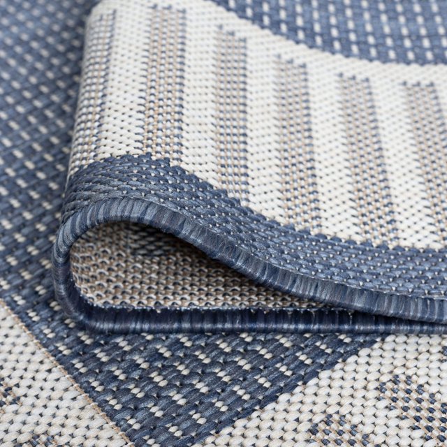 Alise Rugs Exo Coastal Striped Border Indoor/ Outdoor Area Rug Navy ...