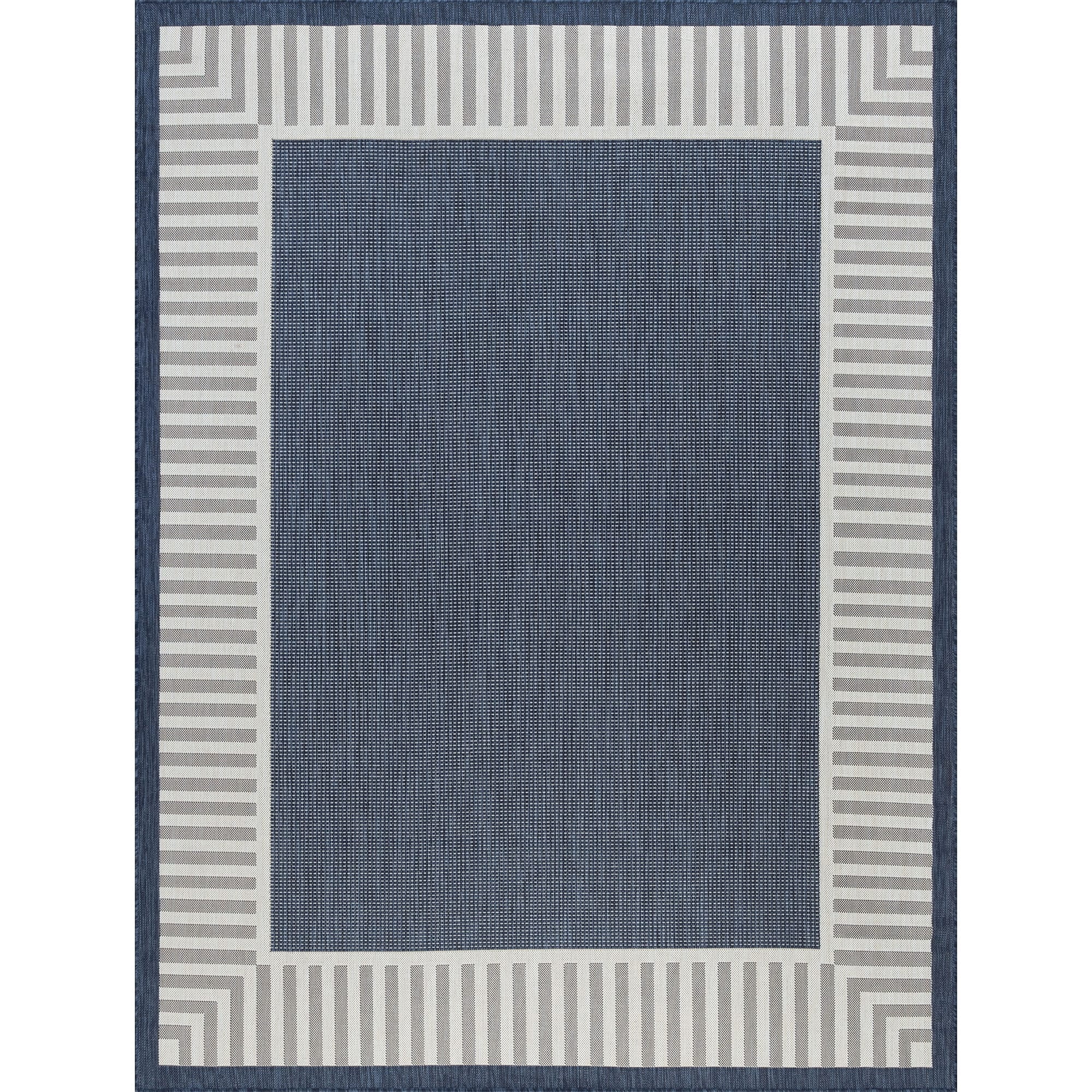 Alise Rugs Exo Coastal Striped Border Indoor/ Outdoor Area Rug Navy ...