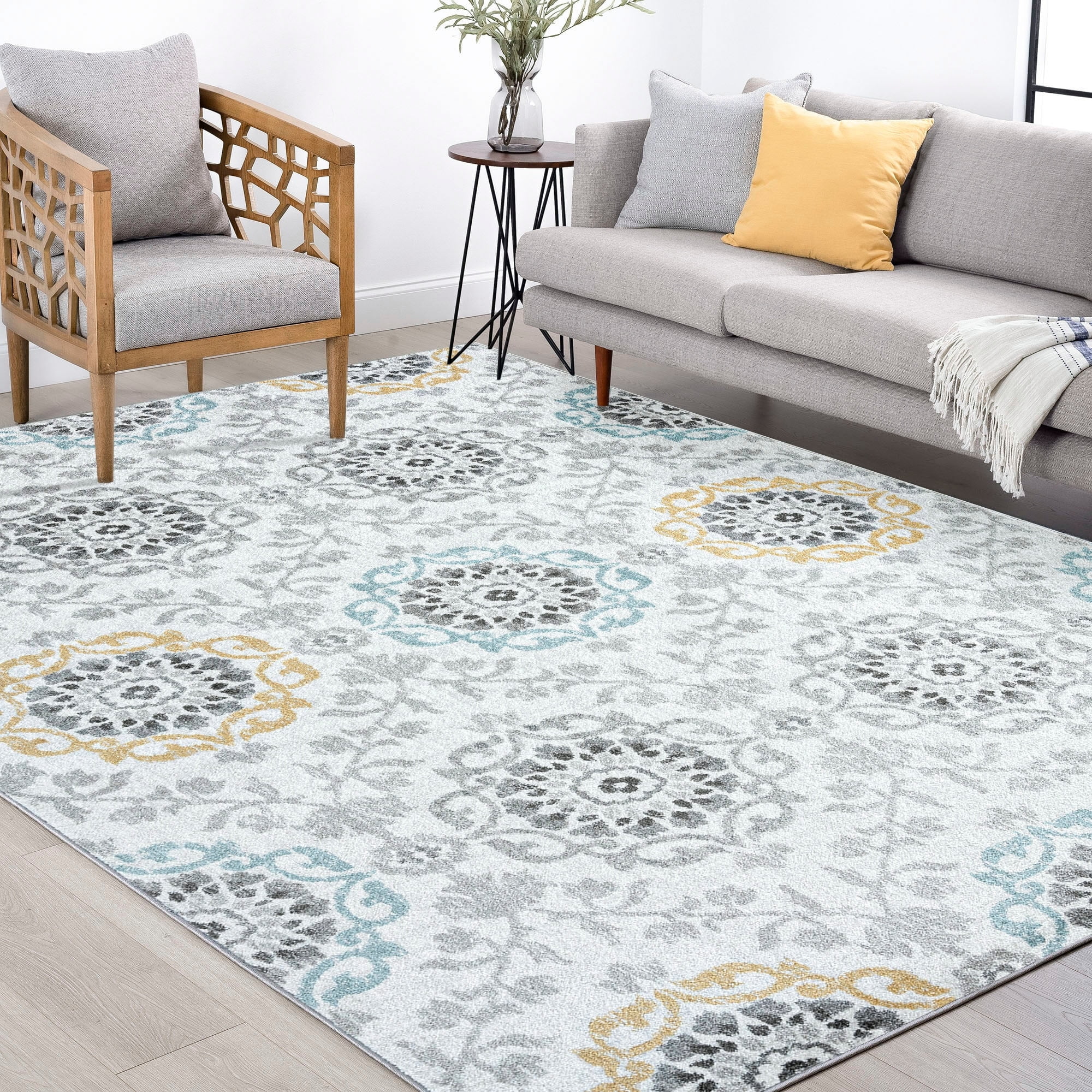 Alise Rugs Jayde Farmhouse Floral Indoor Area Rug Cream/Cream 5'3'' x 7 ...