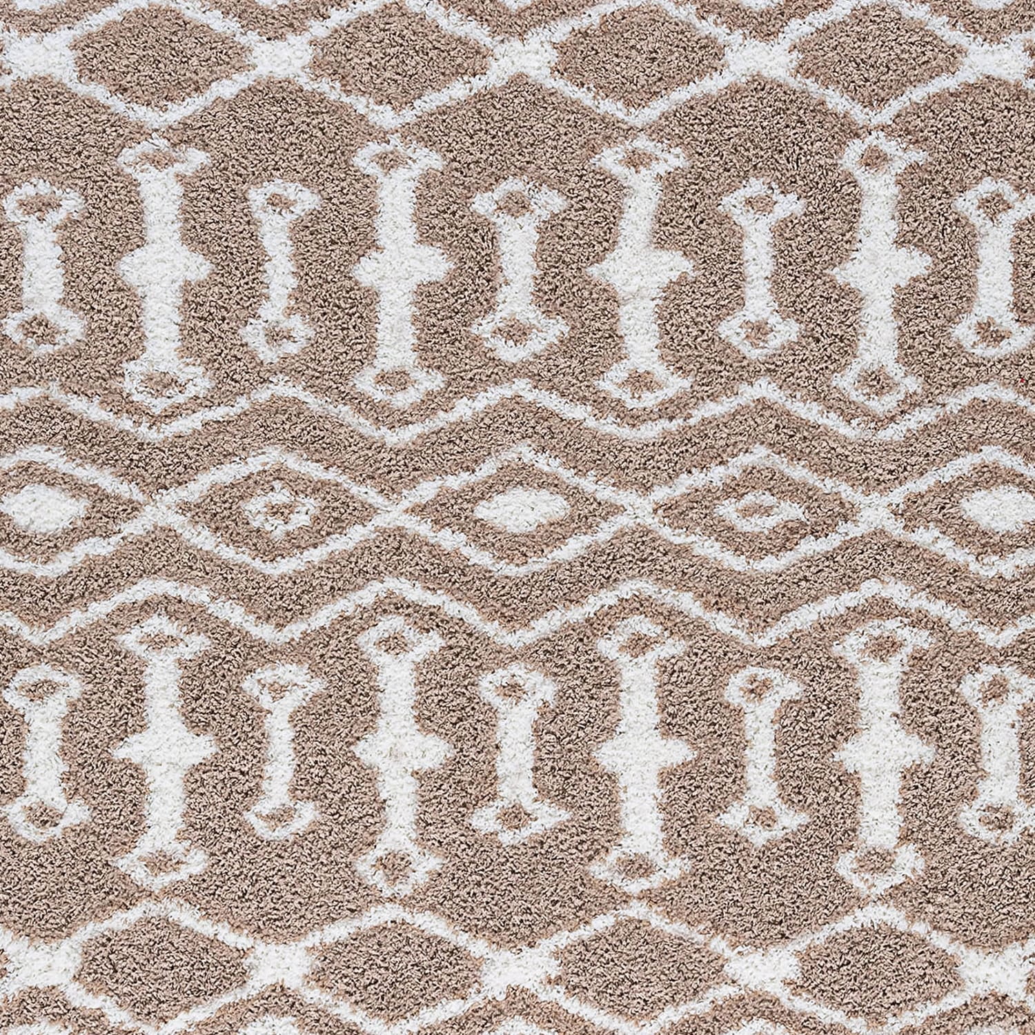 Alise Rugs Joy Shag Mediterranean Geometric Indoor Area Rug Tan 7'10 ...