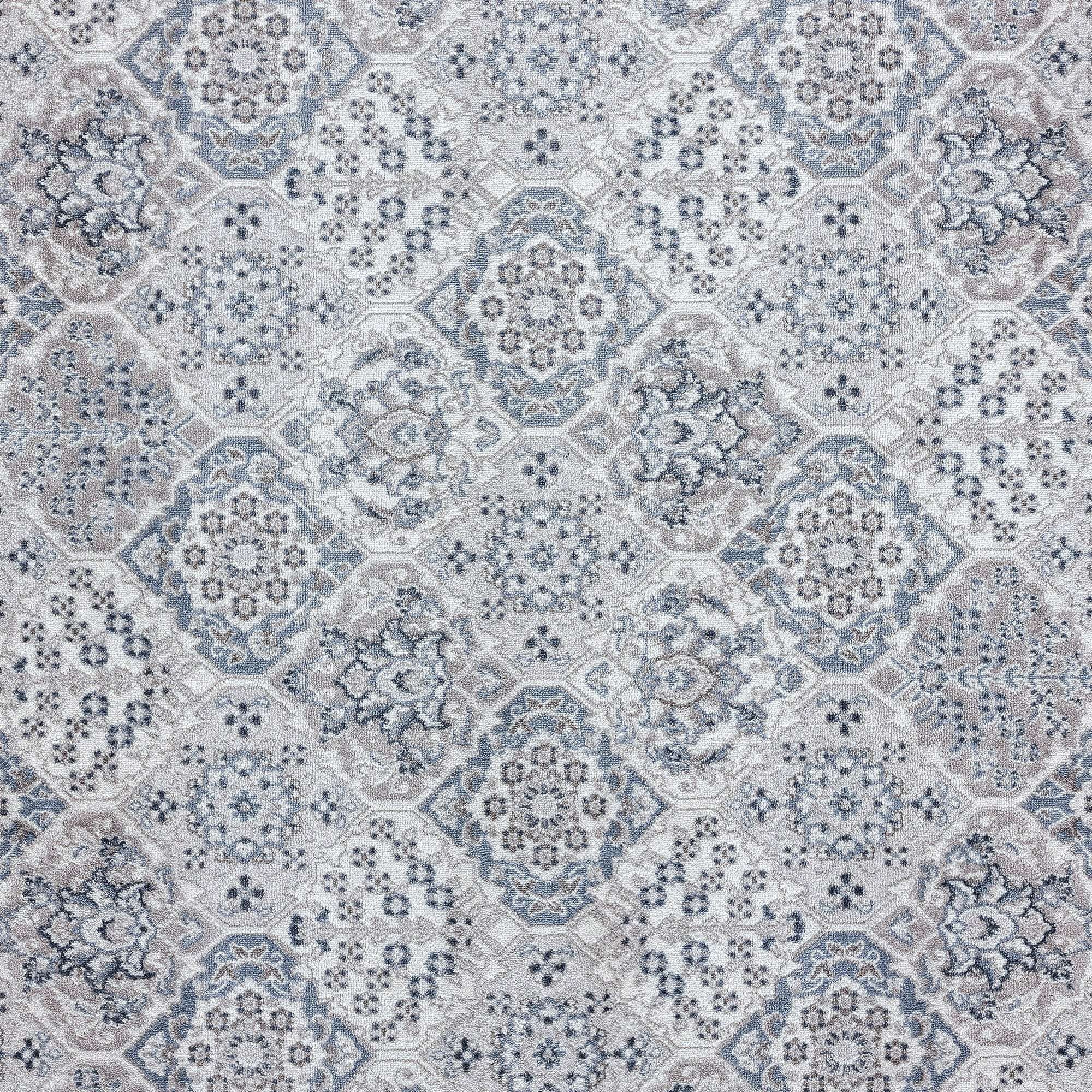 Alise Rugs Linx Glam Border Indoor Area Rug Blue 2'2'' x 7'3'' 6' Runner Runner, Indoor Entryway ...