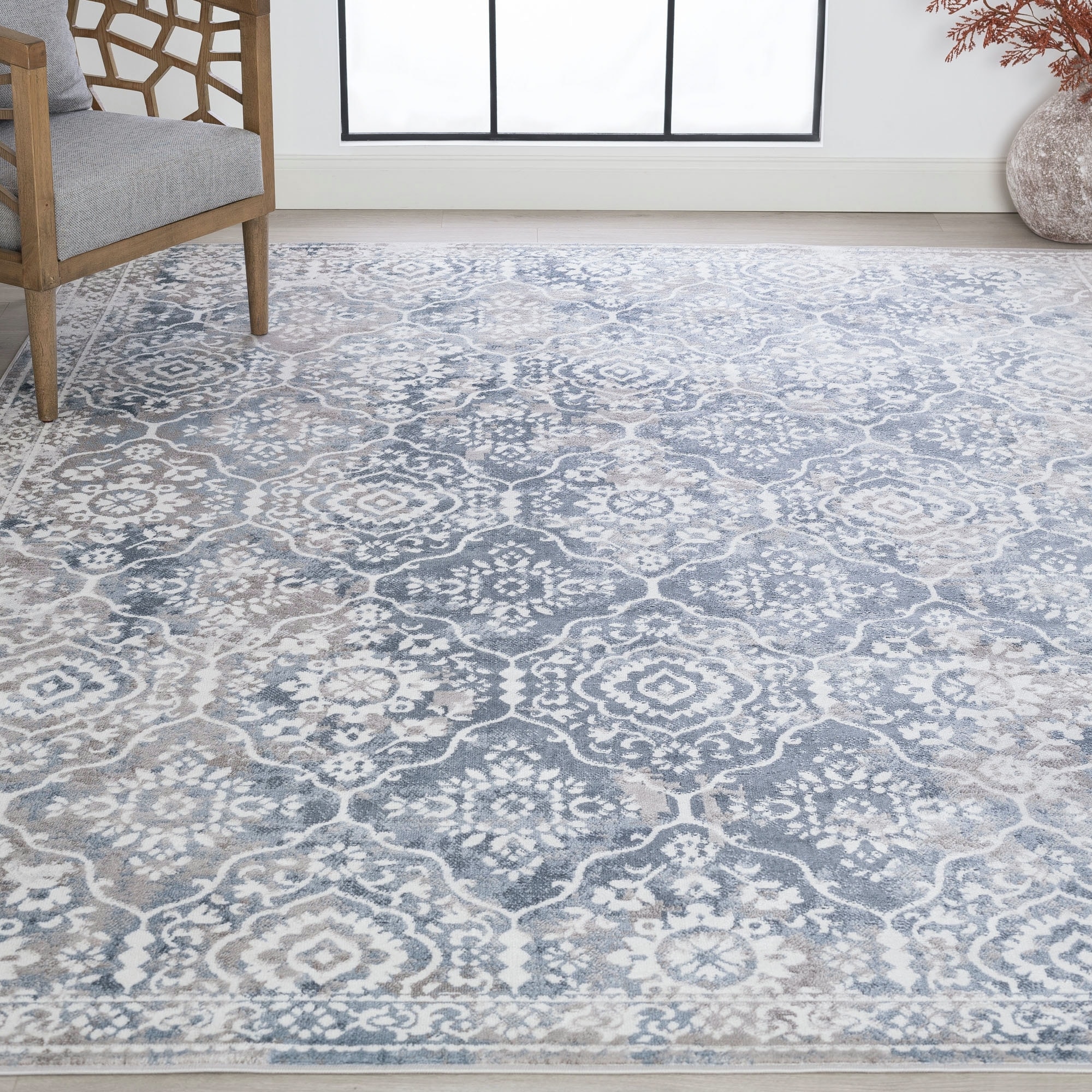 Alise Rugs Linx Glam Border Indoor Area Rug Blue 5'3'' x 7'3'' 5' x 8 ...