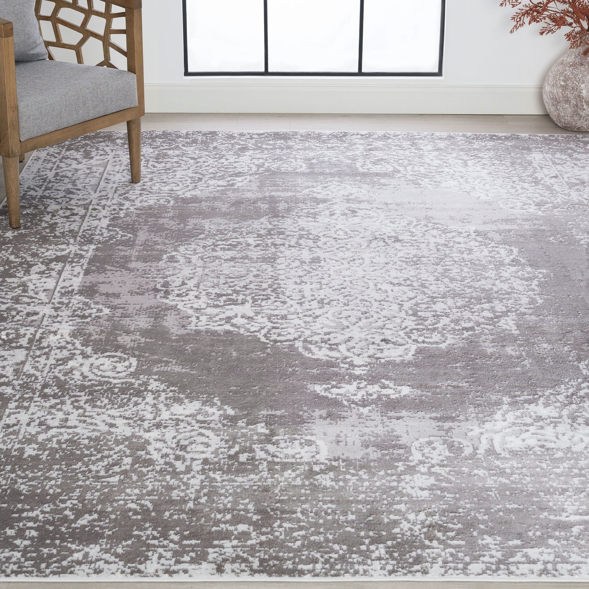 Alise Rugs Linx Shabby Chic Medallion Indoor Area Rug Gray 5'3'' x 7'3 ...