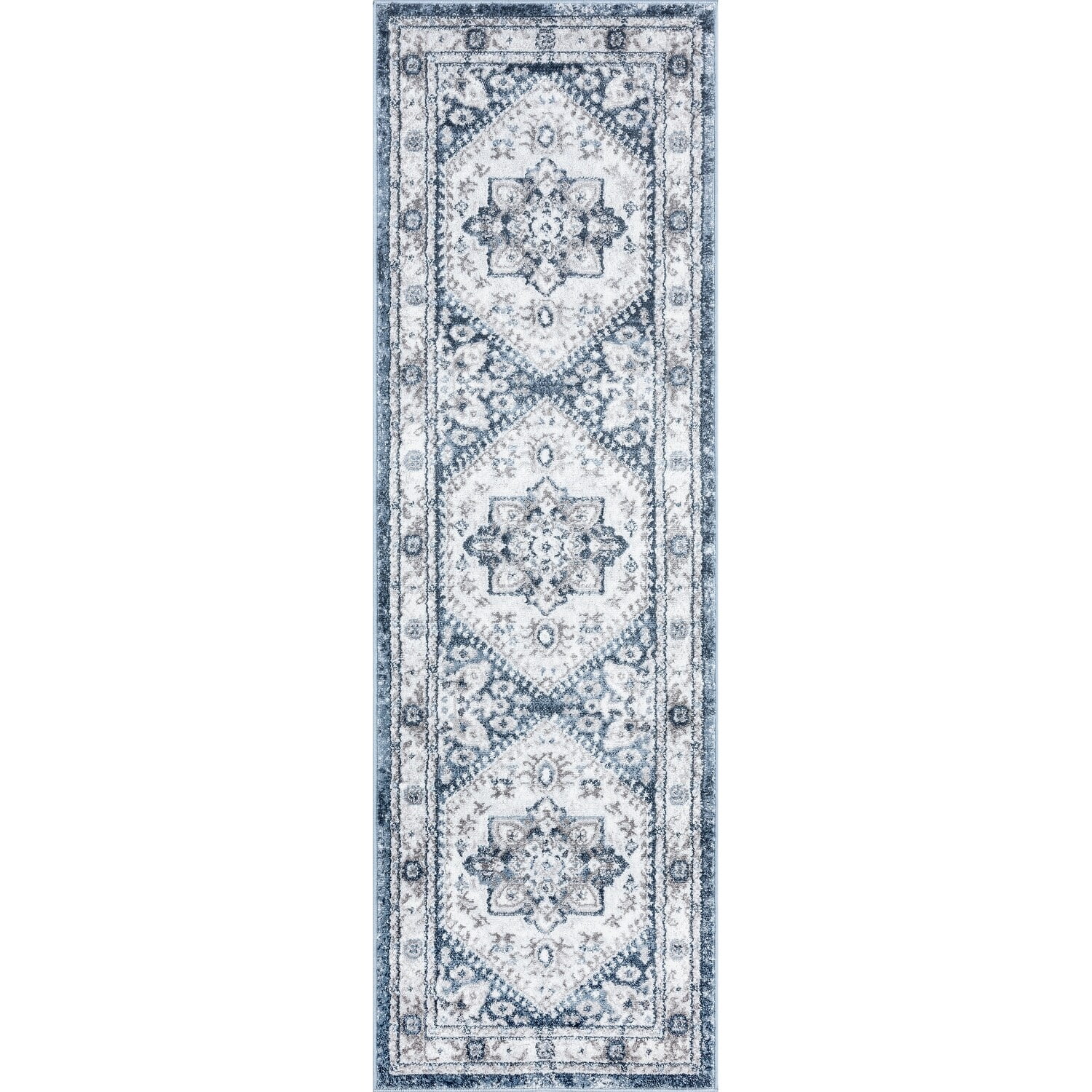 Alise Rugs Linx Shabby Chic Medallion Indoor Area Rug White/Blue 2'3 ...