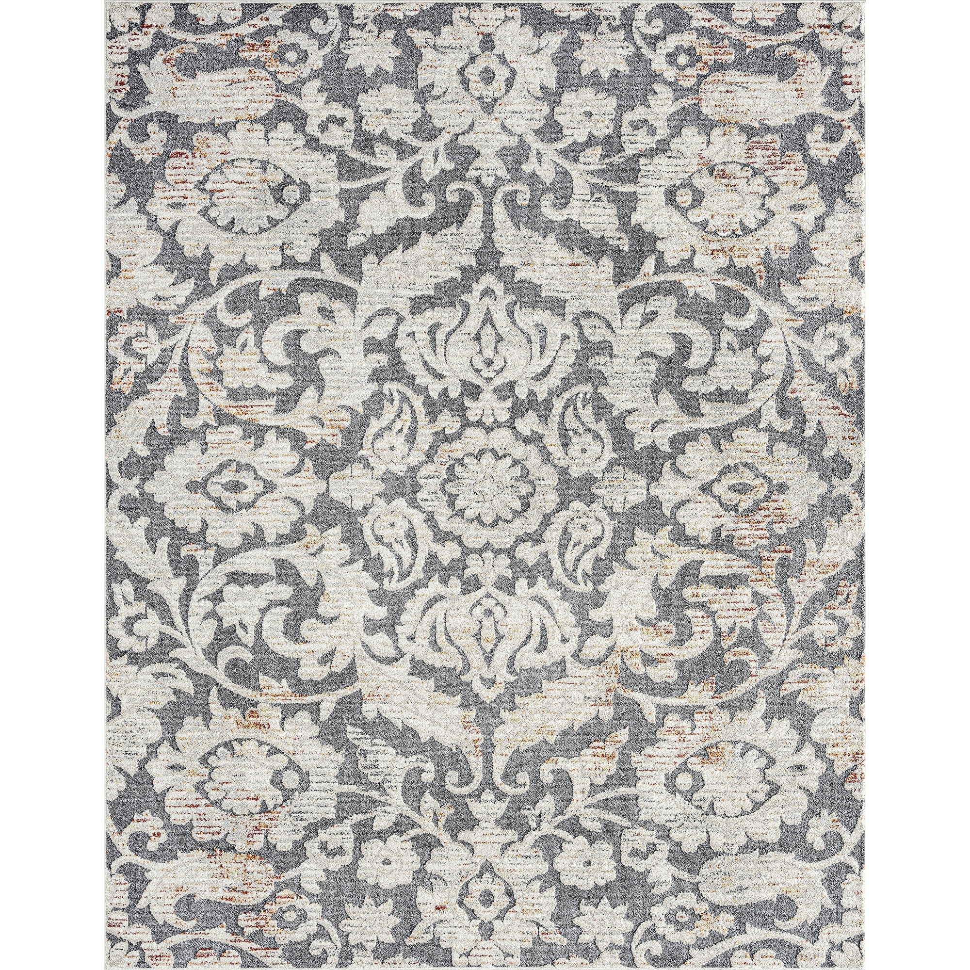 Alise Rugs Mayson Farmhouse Floral Indoor Area Rug Cream/Gray 5'3'' x 7'3'' 5' x 8' Living Room ...