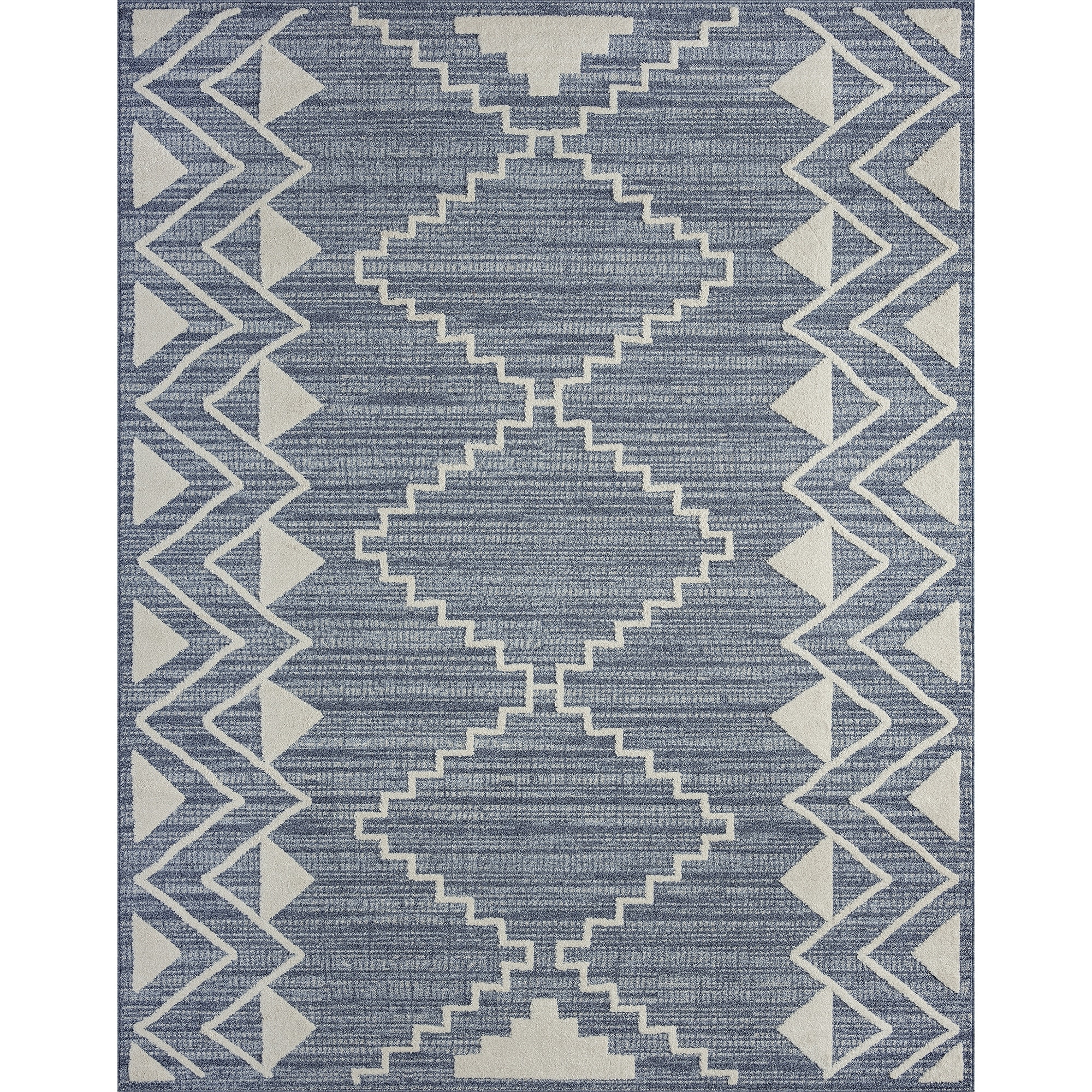 Alise Rugs Monique Moroccan Diamond Indoor Area Rug Blue/Cream 5'3'' x 7'3'' 5' x 8' Bedroom ...