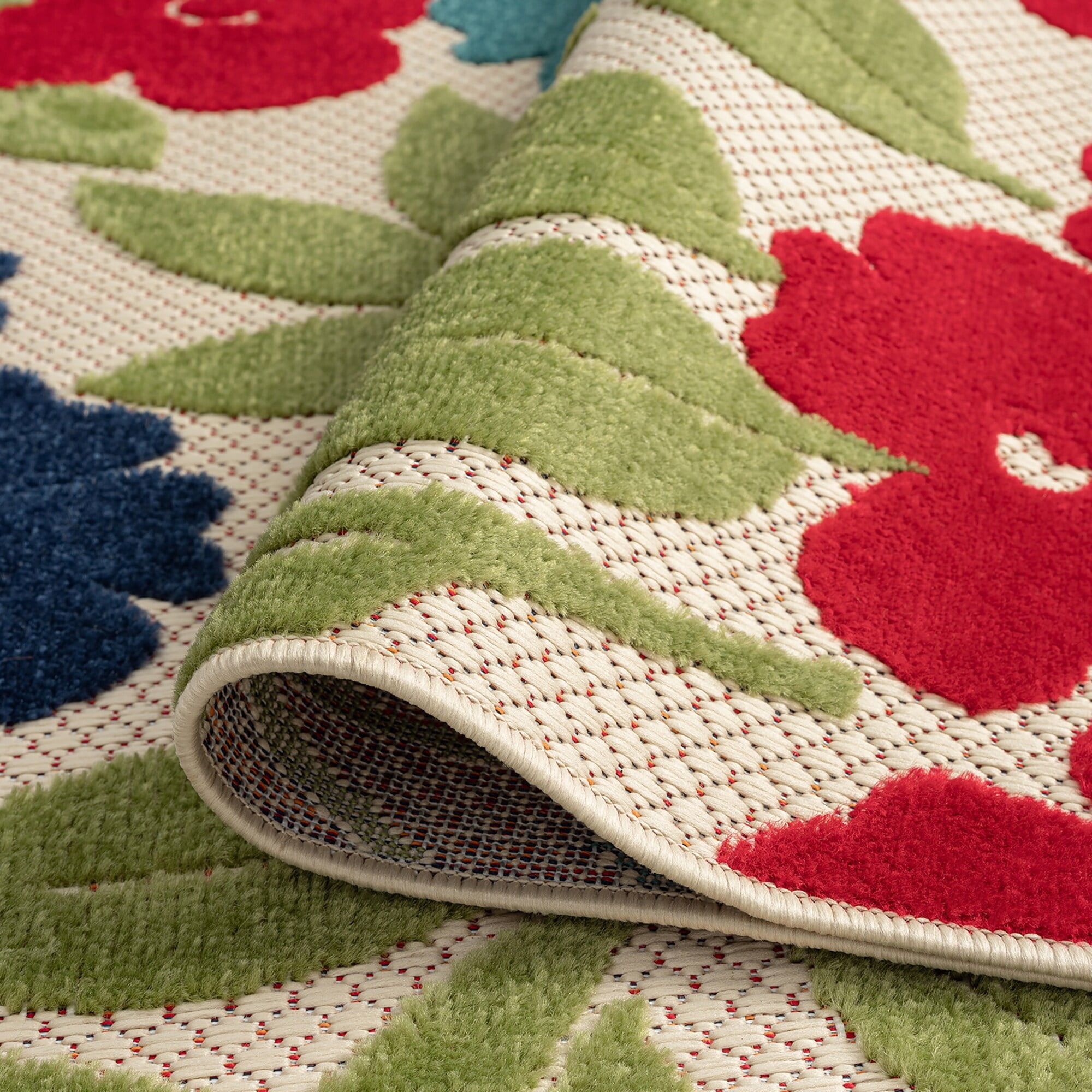 Alise Rugs Origin Coastal Floral Indoor/Outdoor Area Rug 5'3'' Round ...