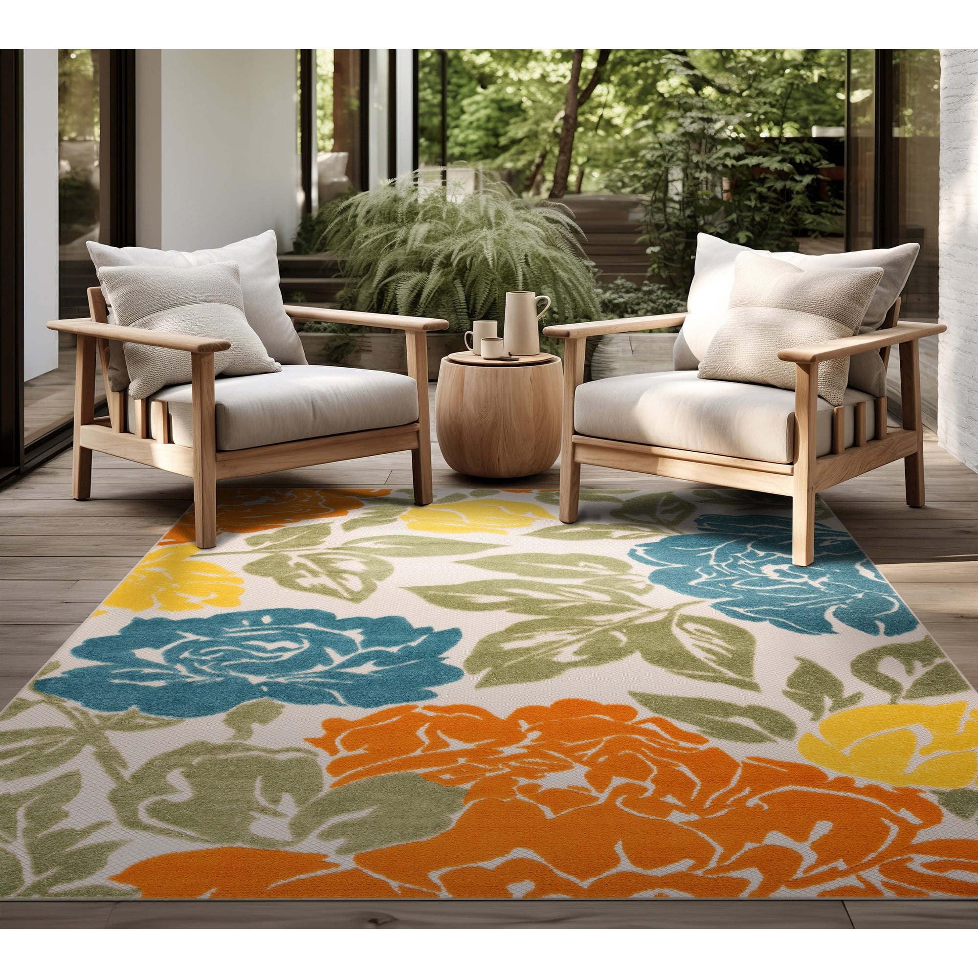 Alise Rugs Origin Coastal Floral Indoor/Outdoor Area Rug 7'11'' x 10'3 ...