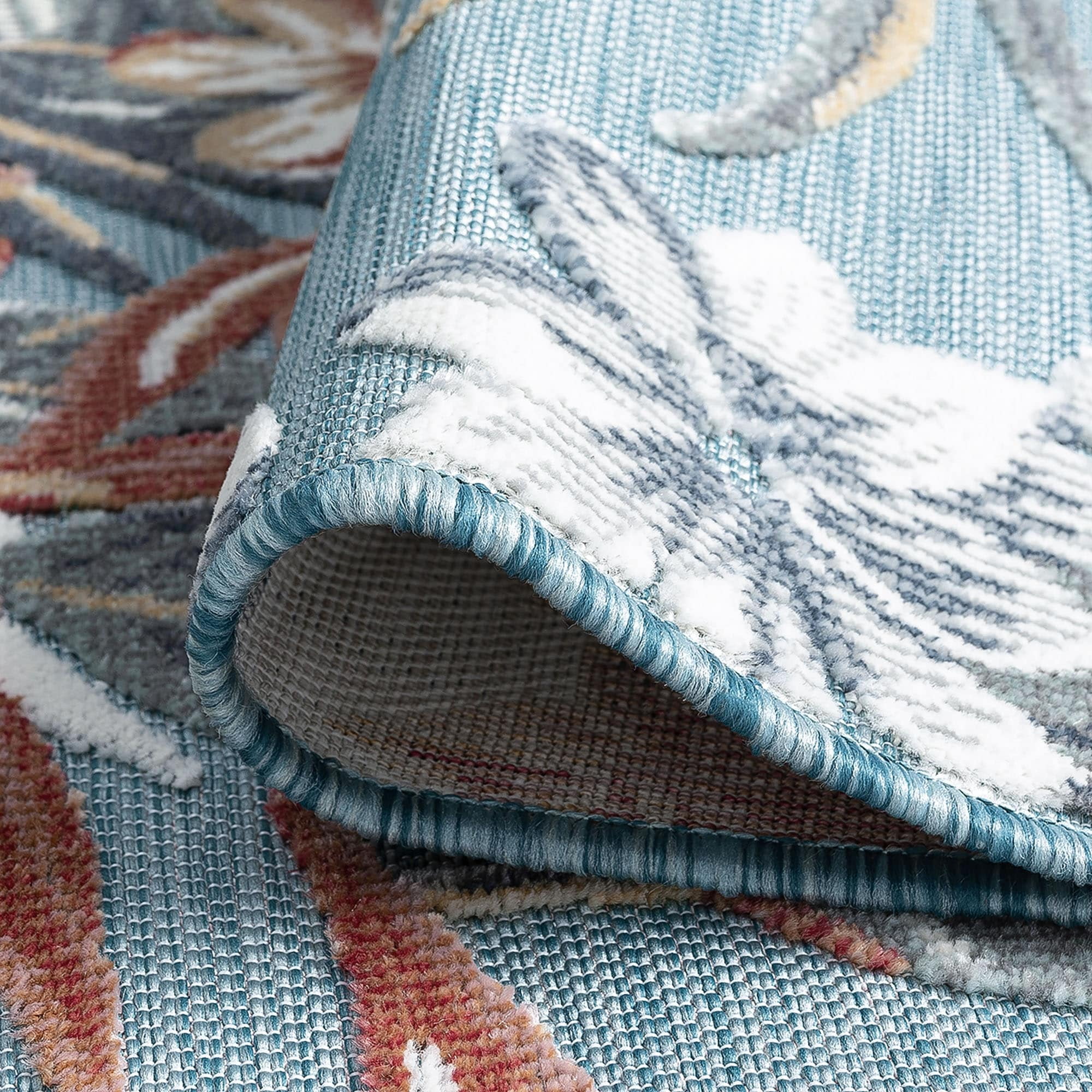 Alise Rugs Tropicana Tropical Floral Indoor/Outdoor Area Rug Aqua/Light ...