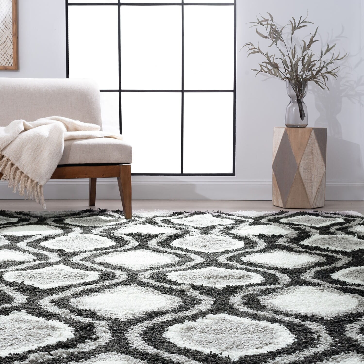 Alise Rugs Upscale Shag Modern & Contemporary Geometric Indoor Area Rug ...