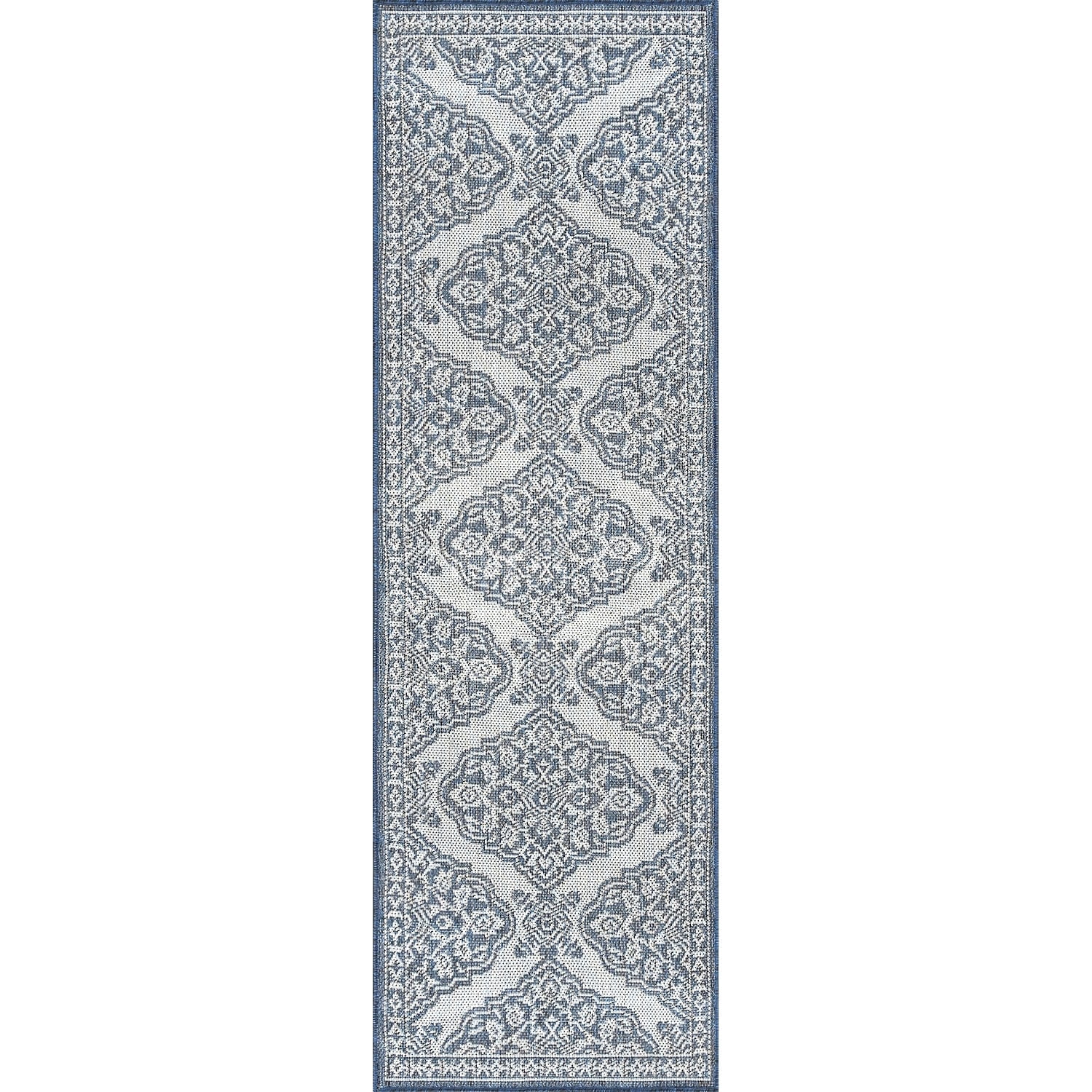 Alise Rugs Vision French Country Floral Indoor/Outdoor Area Rug Blue ...