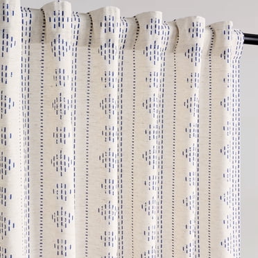 NICETOWN Blue Striped Curtains for Living Room, Linen Curtains Light ...