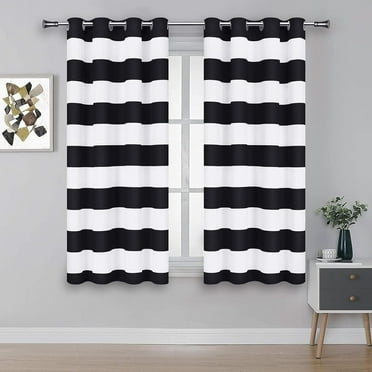 Lush Decor Boho Coastal Horizontal Ticking Stripe Tassel Window Curtain ...