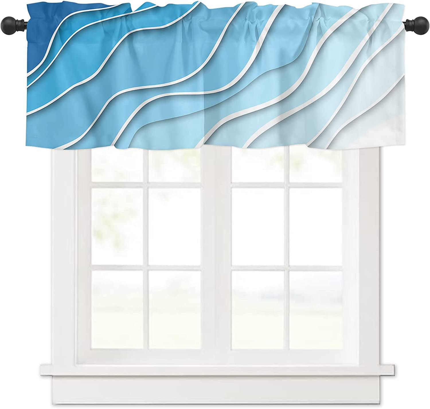 Alishomtll Blue Curtain Valance for Kitchen, Living Room, Bedroom, 54 x ...