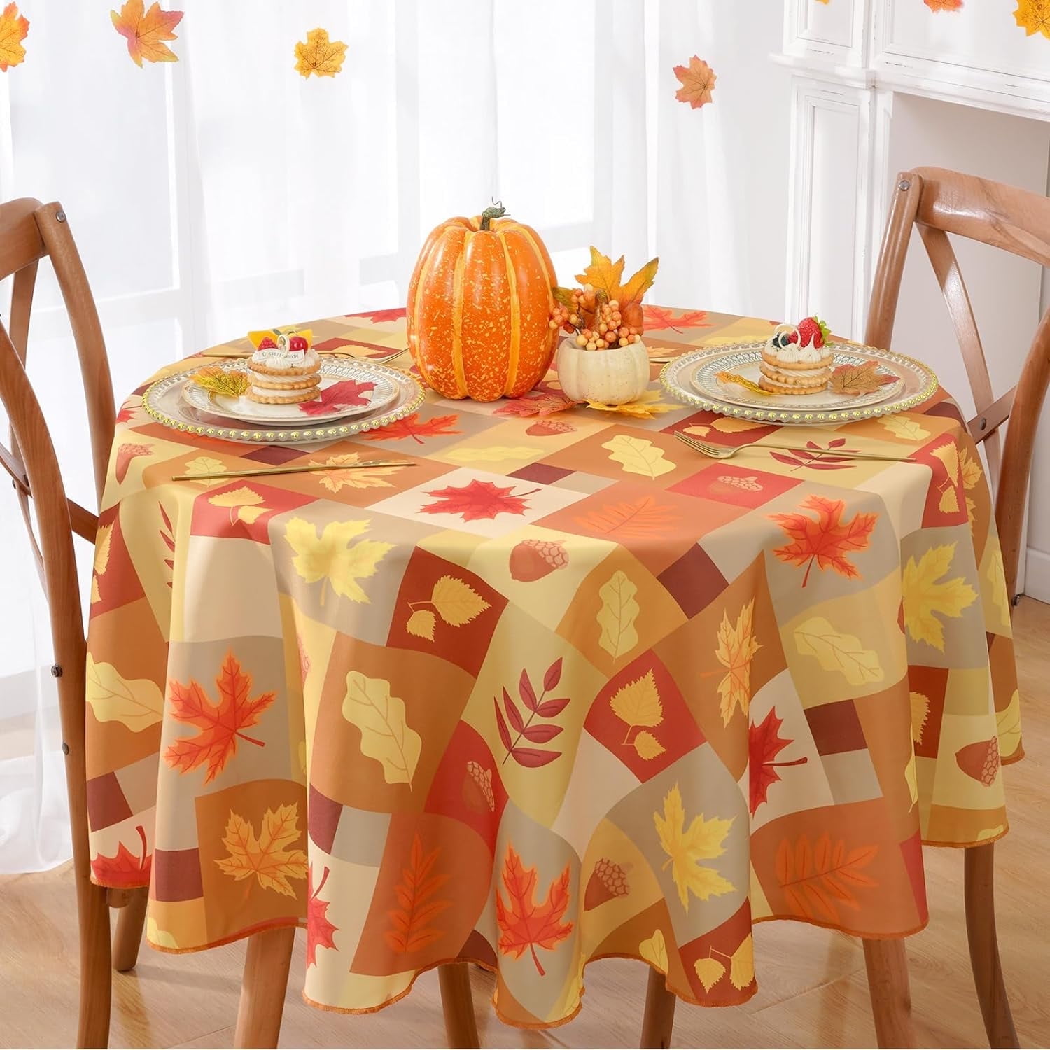 Alishomtll Fall Tablecloth 60 inch, Leaf Table Cloth Round Tables for ...