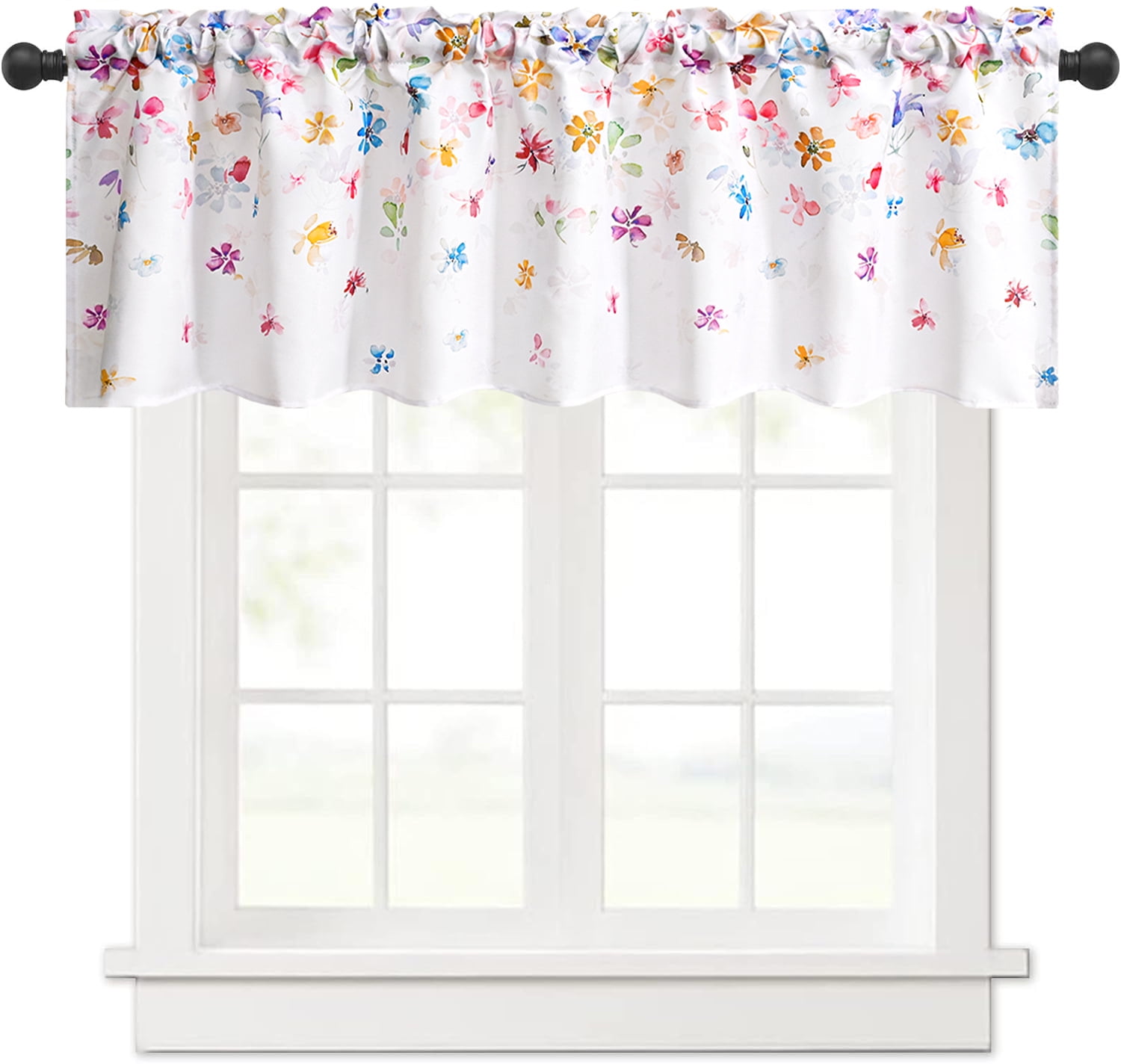 Alishomtll Floral Valance Curtains Falling Blossoming Petals Print ...
