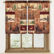 Cabin Kitchen Curtains, Lodge Moose Deer Country Style Kitchen Curtains ...