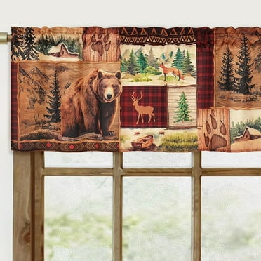Cabin Kitchen Curtains, Lodge Moose Deer Country Style Kitchen Curtains ...