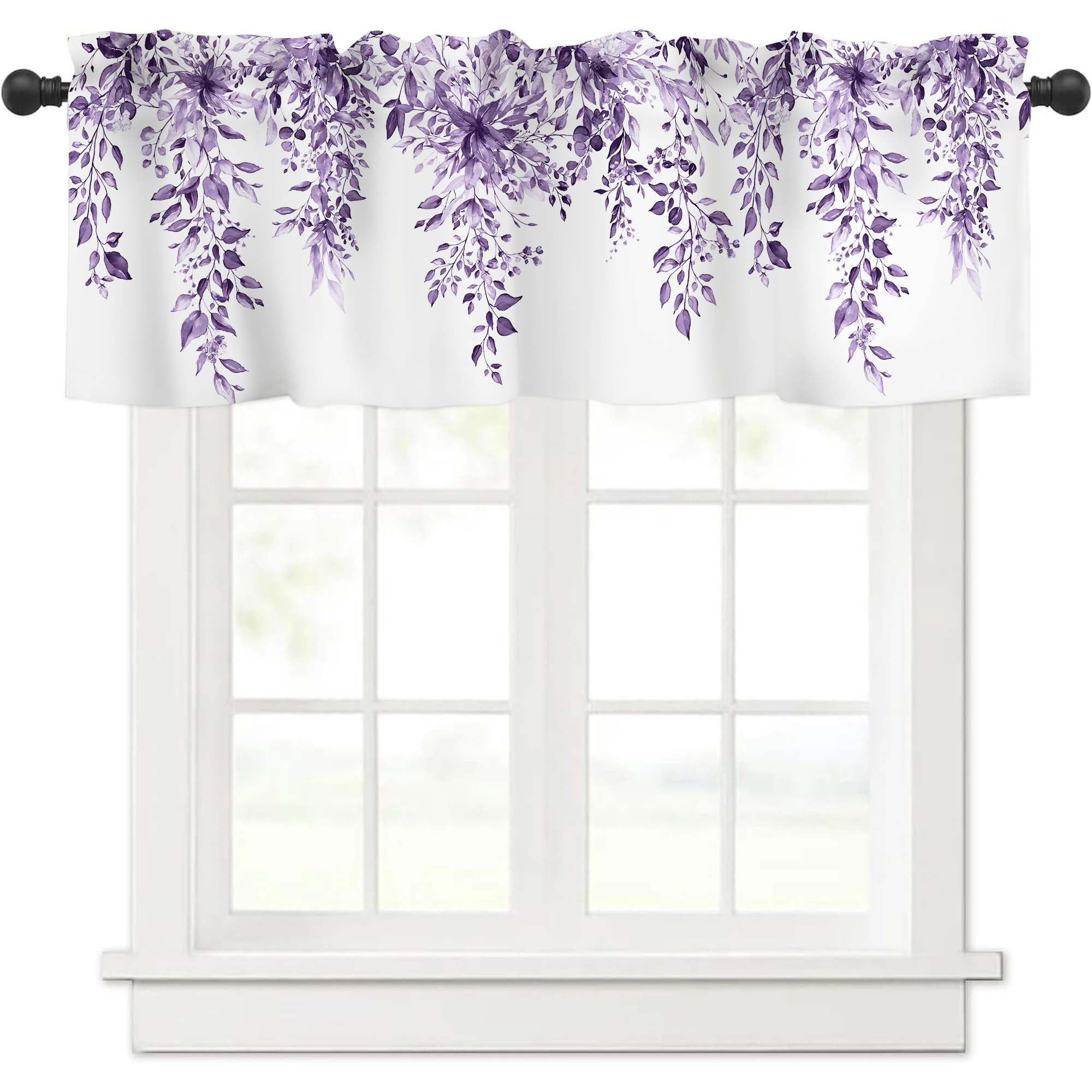 Alishomtll Modern Purple Eucalyptus Leaf Flowers Rod Pocket Light ...