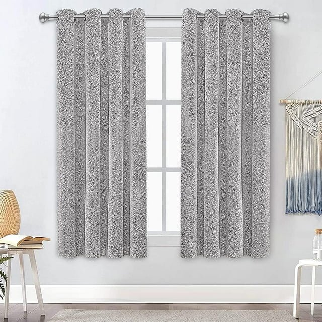 Alishomtll Silver Grey Blackout Curtain Sparkle Chic Thermal Insulated ...