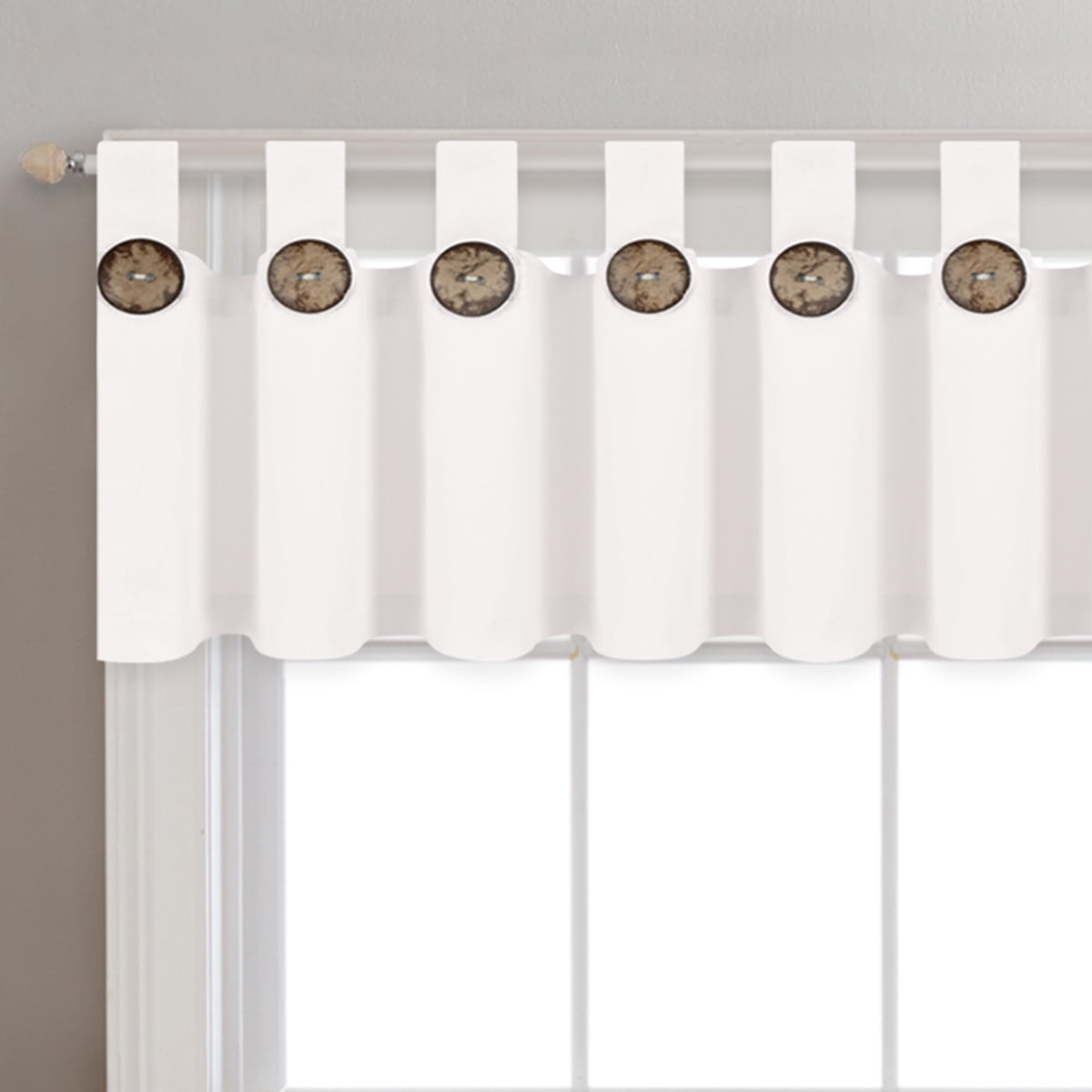 Alishomtll Solid White Cotton Valance Button Curtains, Kitchen/Bathroom ...