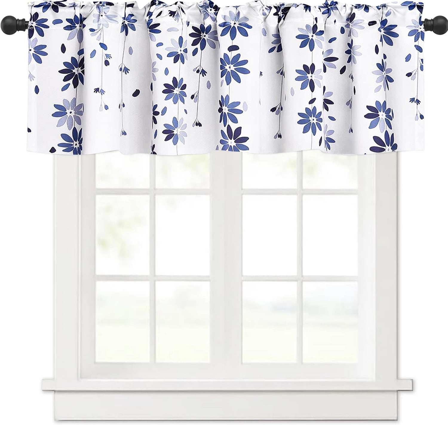 Alishomtll Valance Curtains Falling Flower Rod Pocket Light Filtering ...