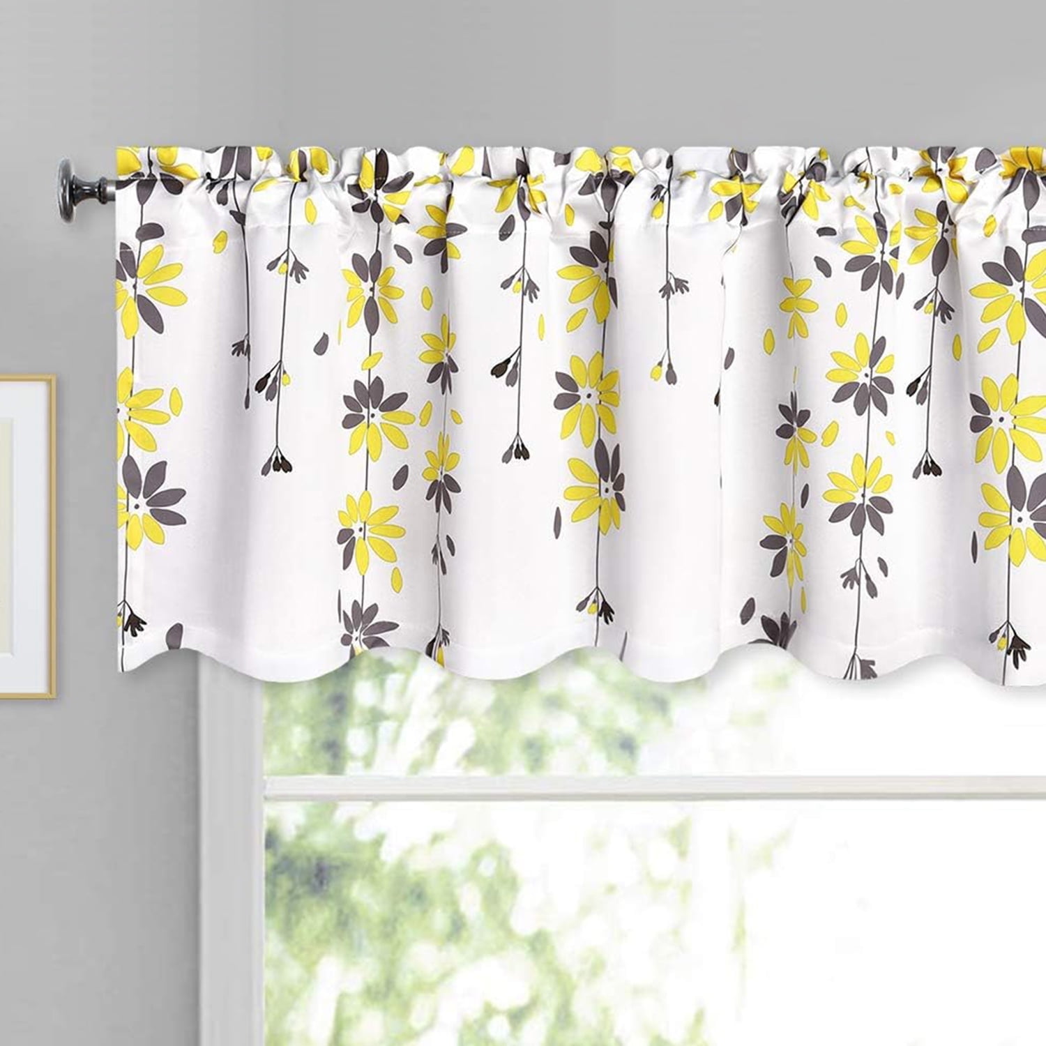 Alishomtll Valance Curtains Falling Flower Rod Pocket Light Filtering ...